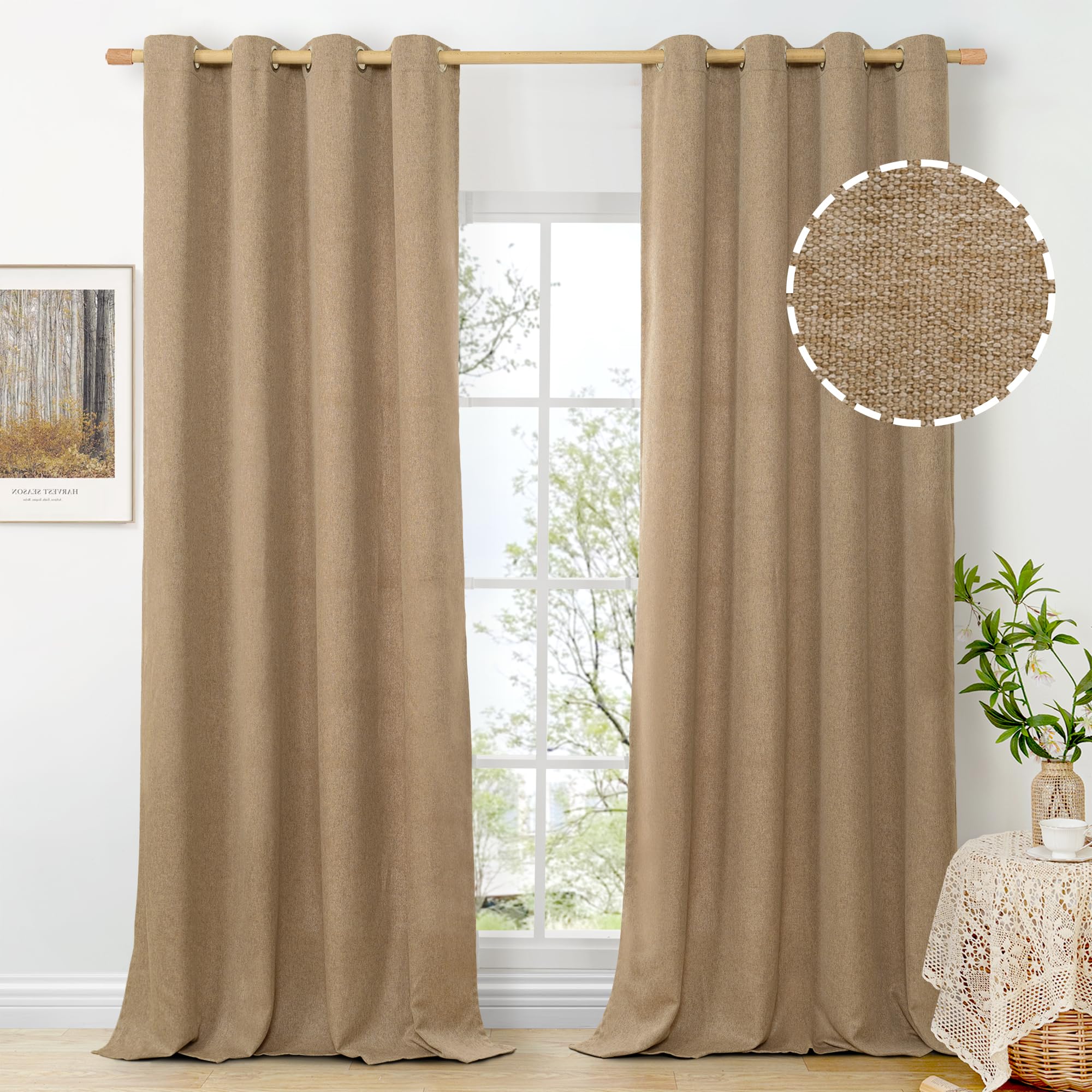 BGment Extra Long Linen Curtains for Living Room 108 Inch Length 2 ...