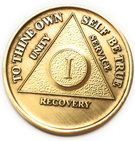 1 Year Bronze AA (Alcoholics Anonymous) Birthday - Anniversary Recovery ...