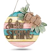 Amazon.com: Whaline Easter Wooden Hanging Sign Bunny Rabbit Welcome ...
