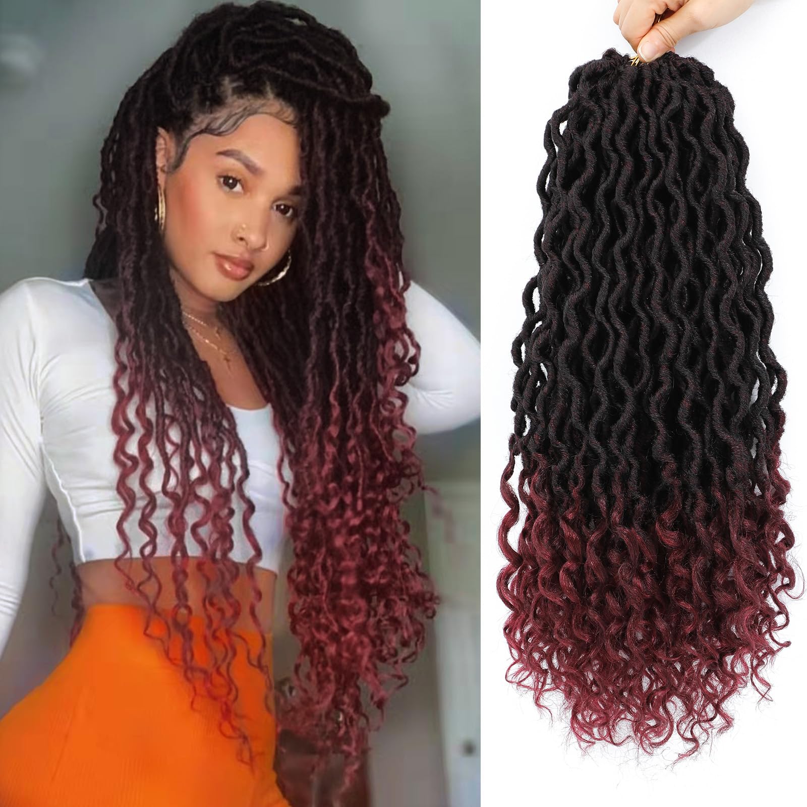 Faux Locs 18 Inch Crochet Hair Pre Looped Goddess Locs Crochet Hair for ...