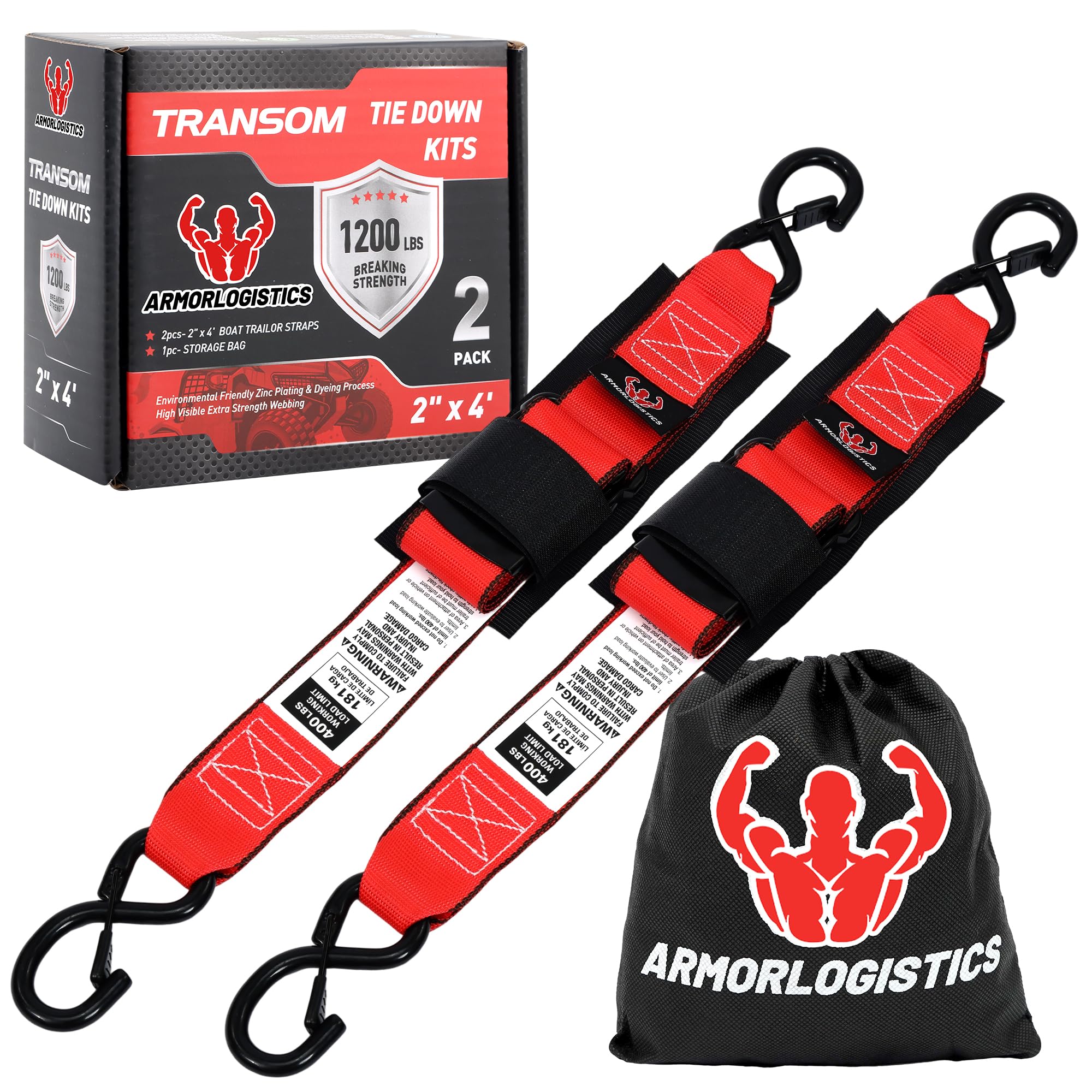 ARMORLOGISTICS Boat Tie Down Straps to Trailer, 2" x 48" Adjustable ...