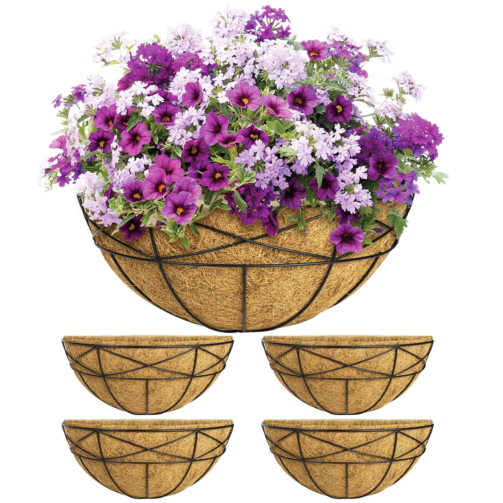 4 Pack 16 Inch Window Boxes Planters Railing Planter Box with Coco ...