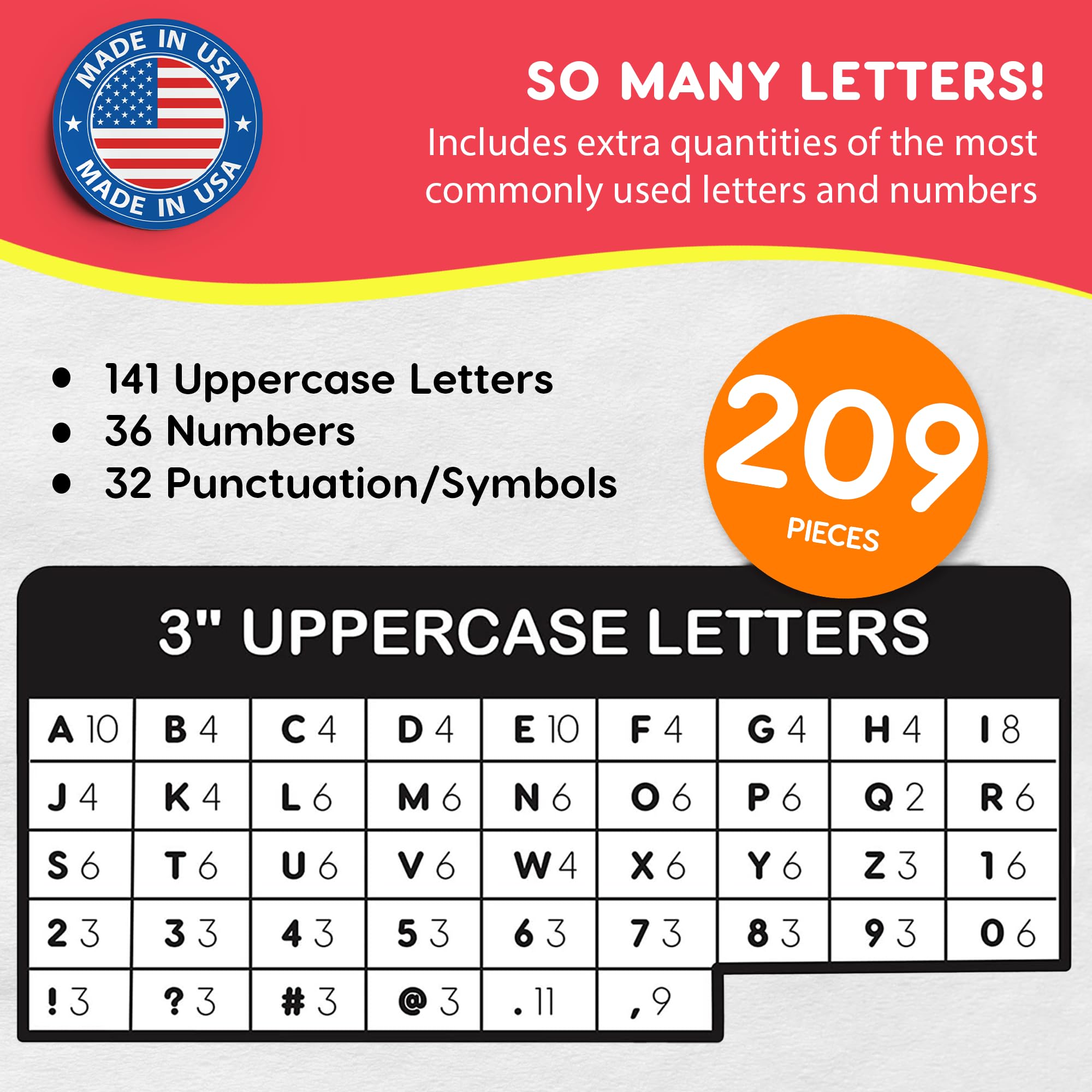 Mua 209 Pcs 3" Bright Bulletin Board Letters & Numbers, Capital ...