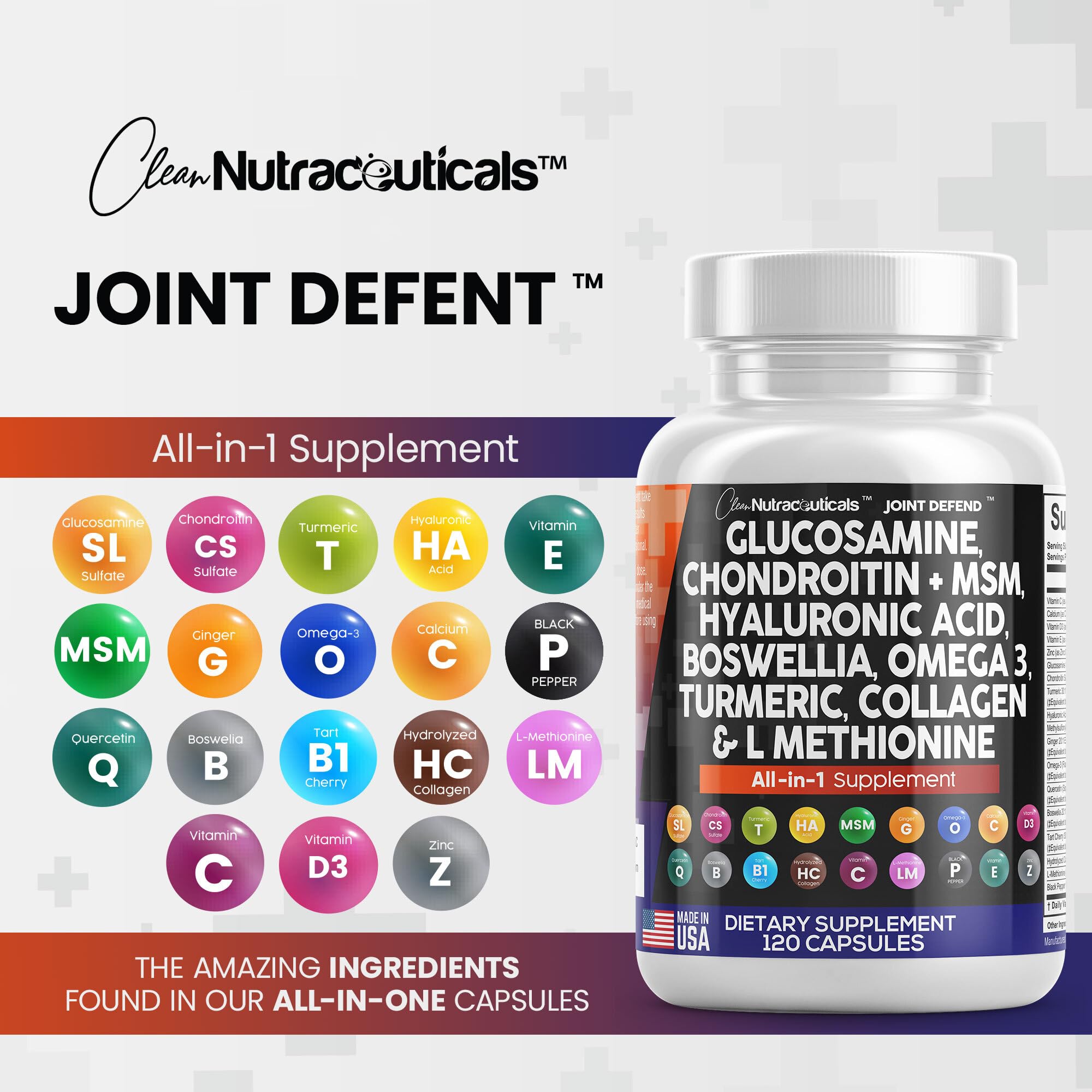 Mua Clean Nutraceuticals Glucosamine Chondroitin MSM Turmeric Hyaluronic Acid Boswellia Collagen ...