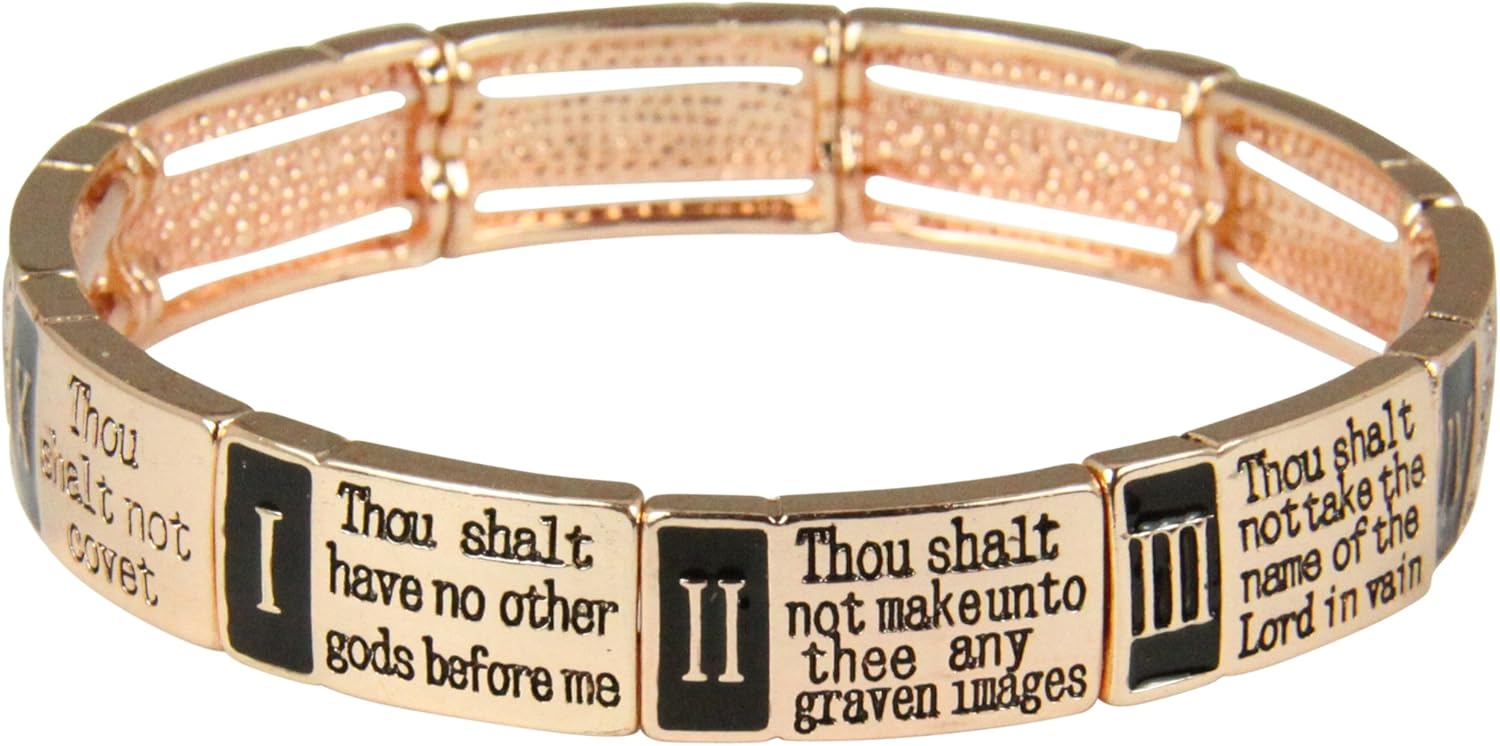 Amazon.com: 4030040 Ten Commandments 10 Stretch Bracelet Christian ...