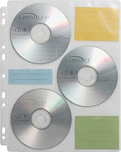Amazon.com: Compucessory CD/DVD Ring Binder Storage Pages - 6 CD/DVD ...