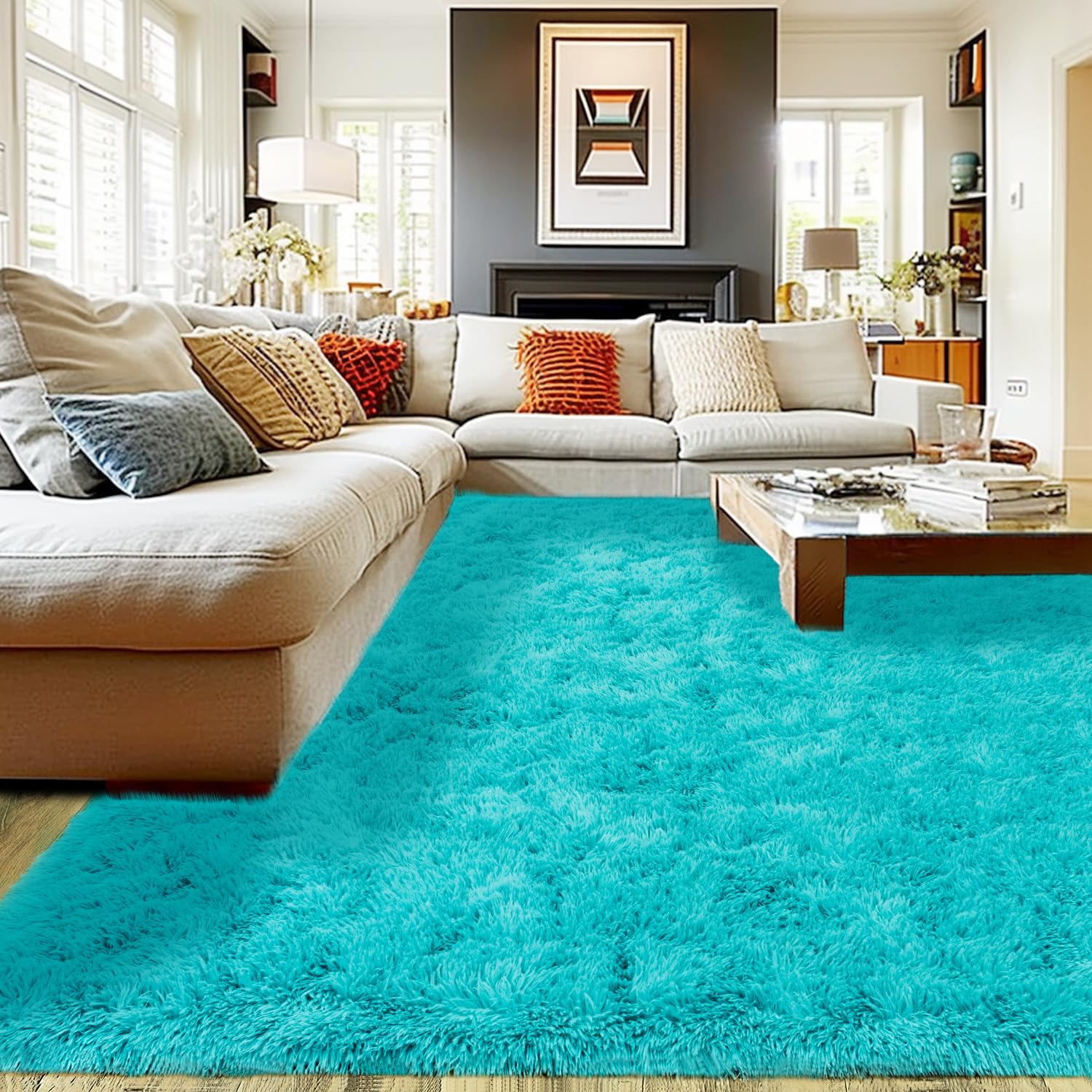 Super Soft Fluffy Rug for Living Room Bedroom, Large Comfy Modern ...