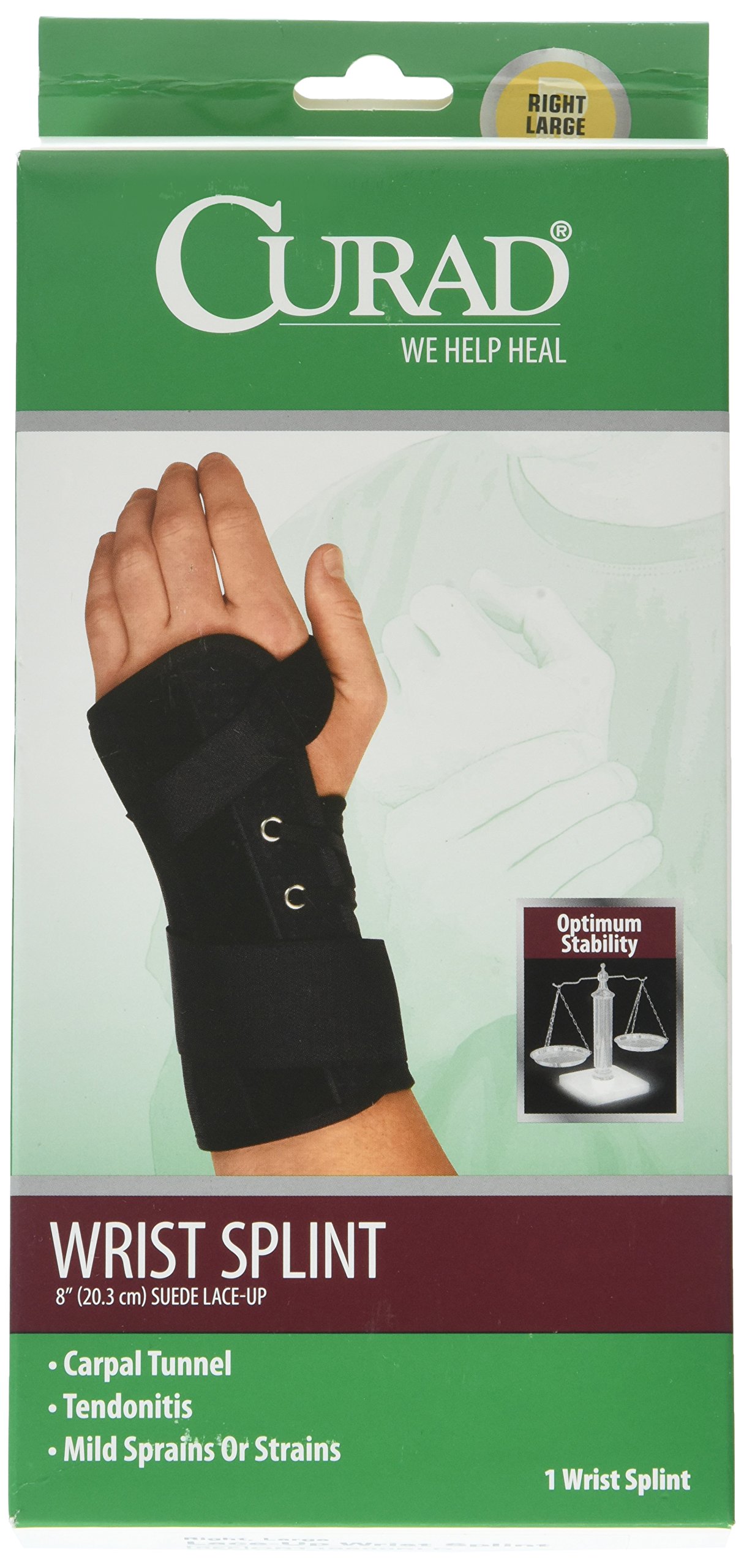 Amazon.com: Curad Suede Lace-Up Wrist Splint, Left, Large: Health ...