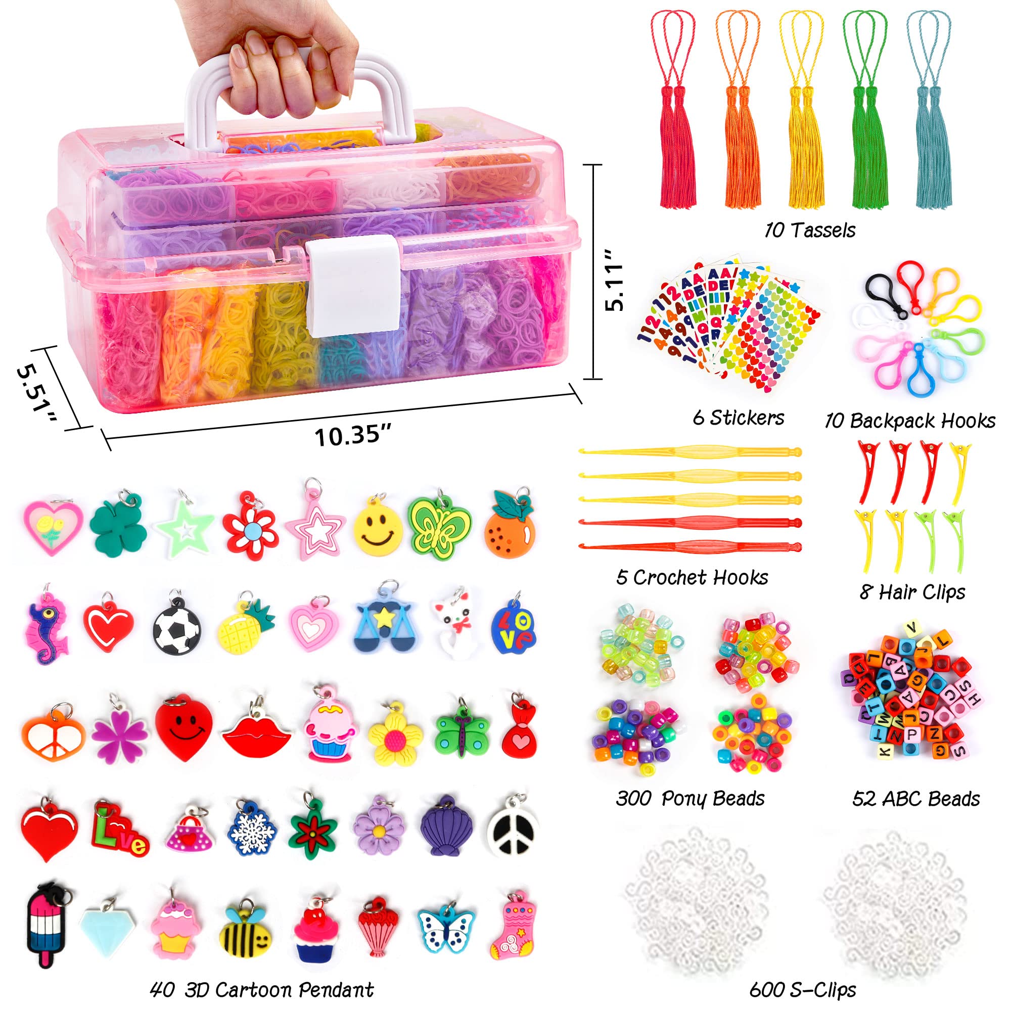 Mua Inscraft 17500+ Rubber Loom Bands with 3 Layer Pink Container, 28 ...