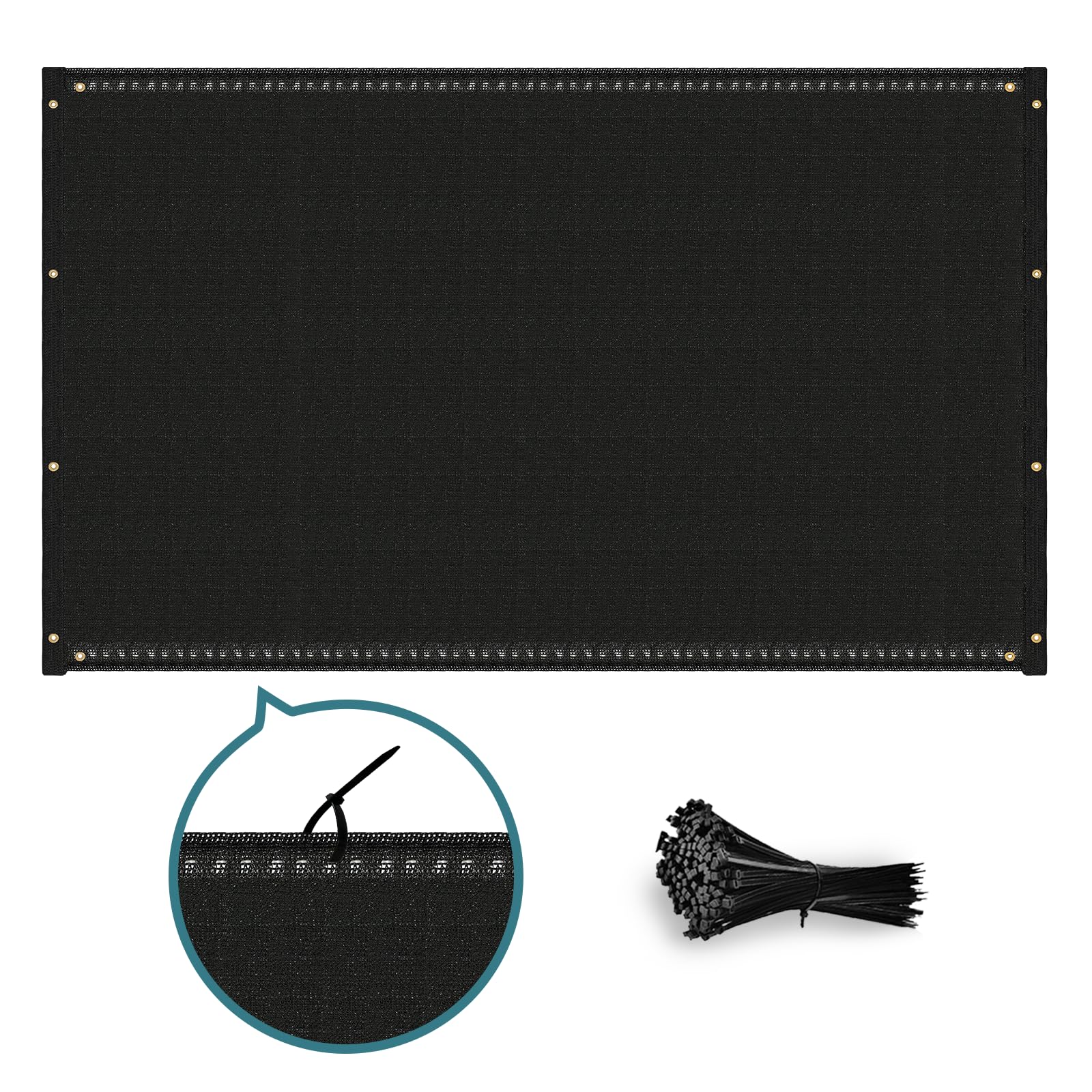 Shade&Beyond 5' x 50' Black Privacy Fence Screen Heavy Duty 171 GSM ...