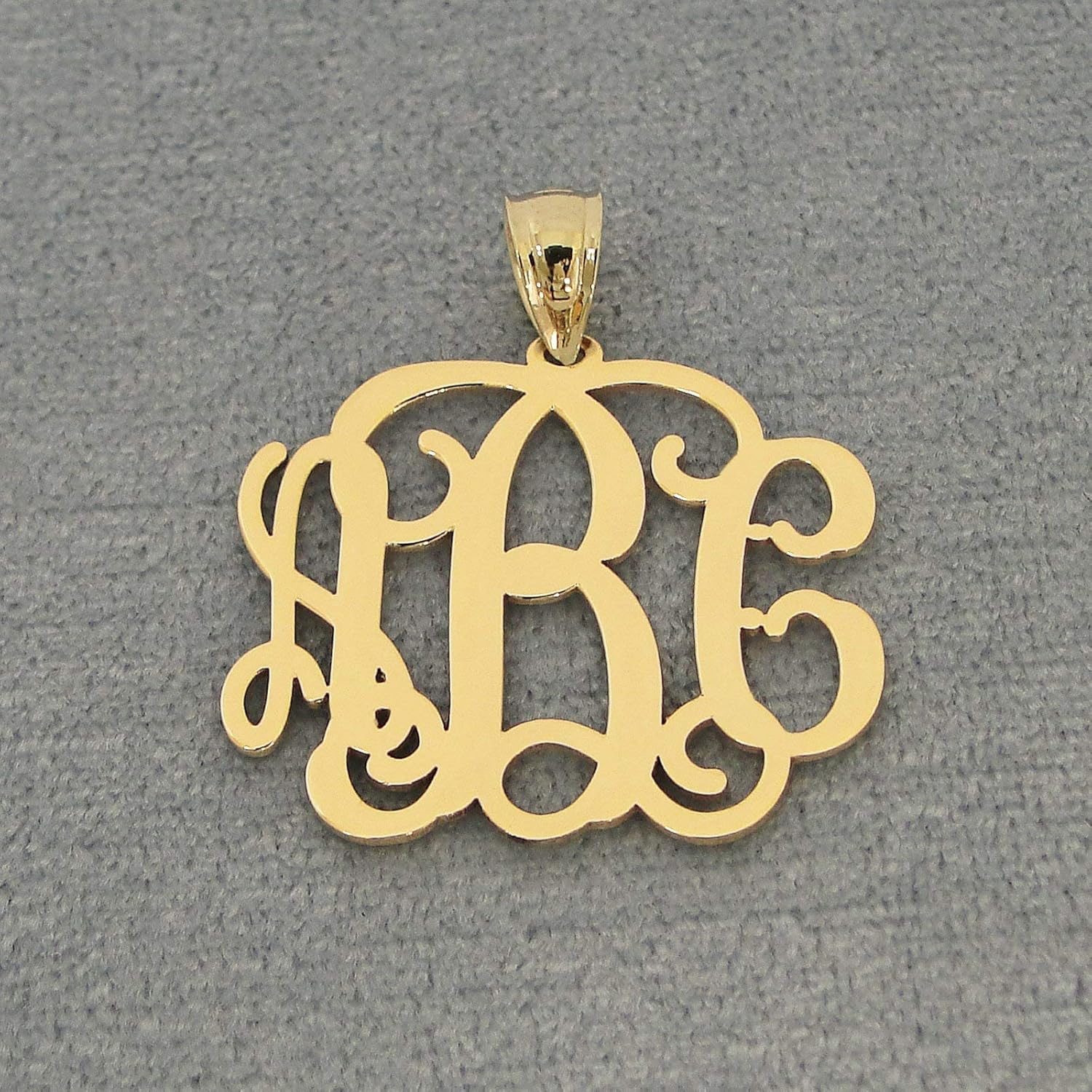Amazon.com: 3 Initials Monogram Pendant 1 Inch Solid Gold 10K or 14K ...