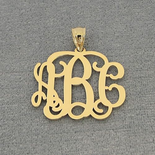 Amazon.com: 3 Initials Monogram Pendant 1 Inch Solid Gold 10K or 14K ...