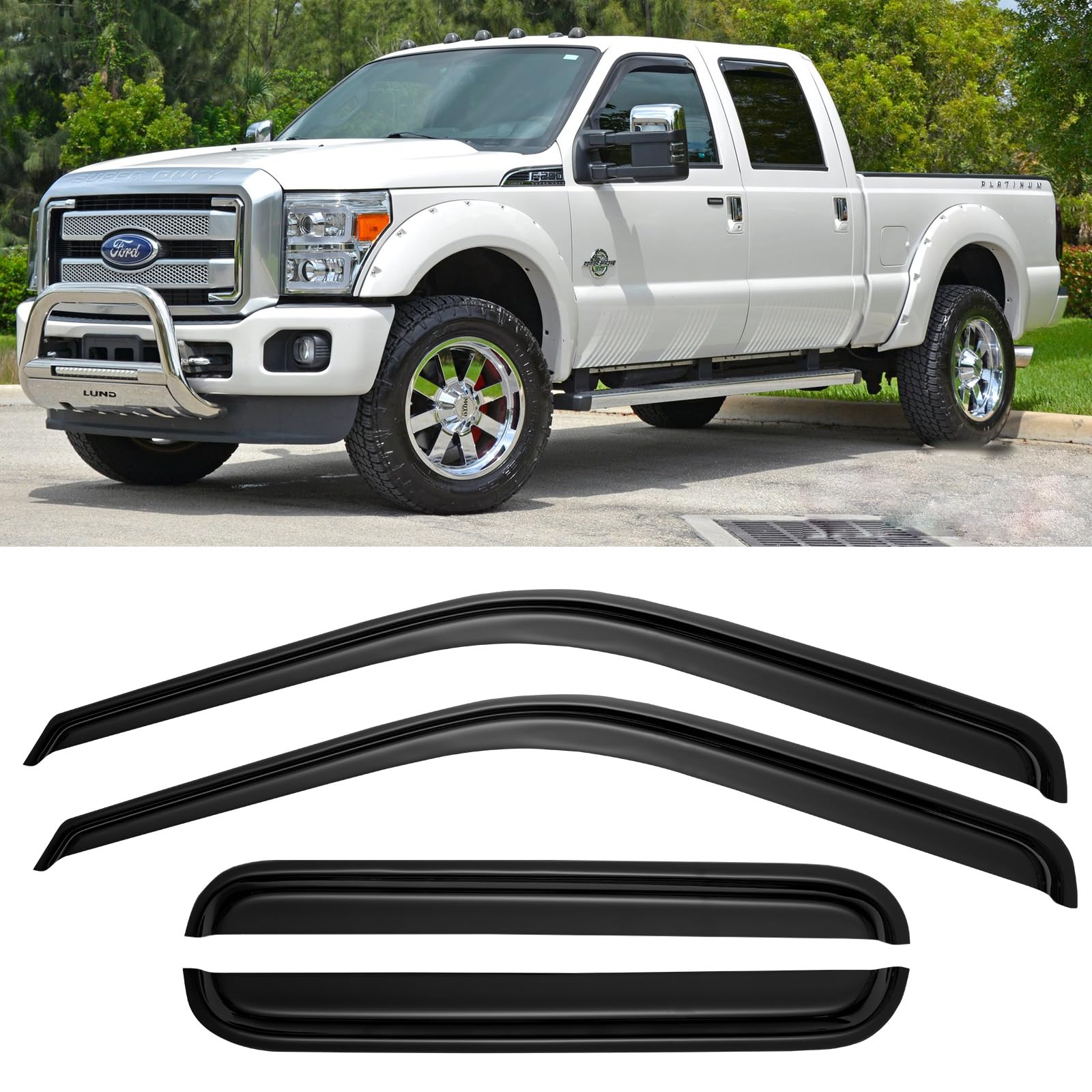 Window Rain Guards for 1999-2016 Ford F250 F350 F450 F550 Super Duty ...