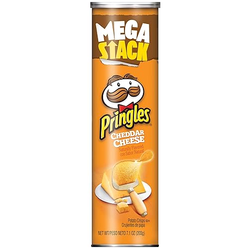 Pringles, Potato Crisps Chips, Cheddar Cheese, Mega Stack, 7.1oz Can in ...