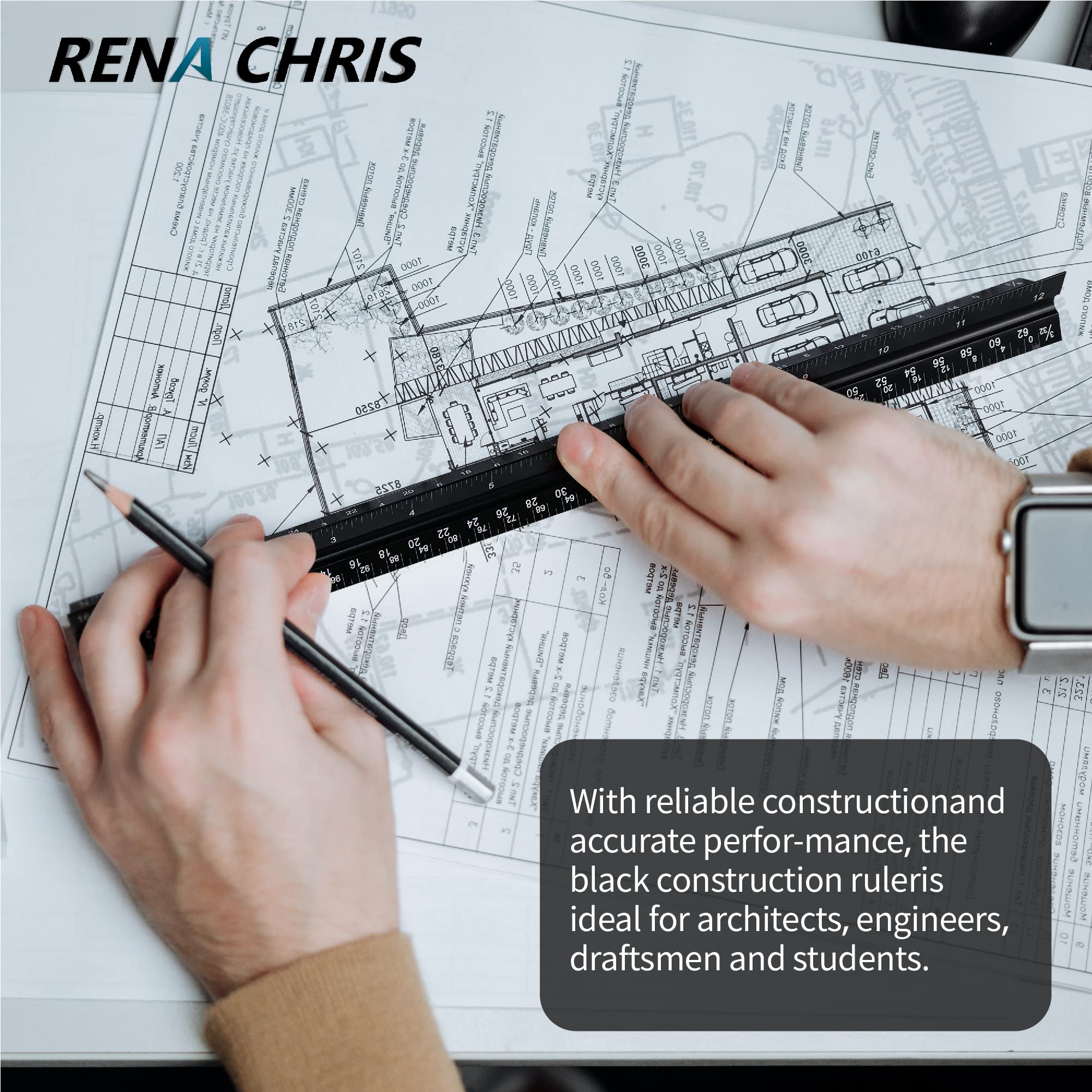 Mua Rena Chris Architectural Scale Ruler, 12" Aluminum Architect Scale ...
