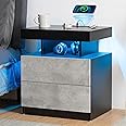 Amazon.com: HOMMPA LED Nightstand with Wireless Charging Station & USB ...