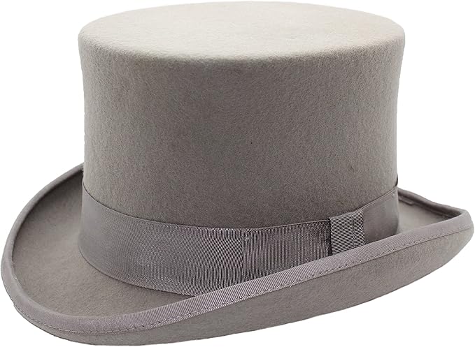 viz-uk wear Gents 100% Wool Felt Light Grey Traditional Top Hat ...
