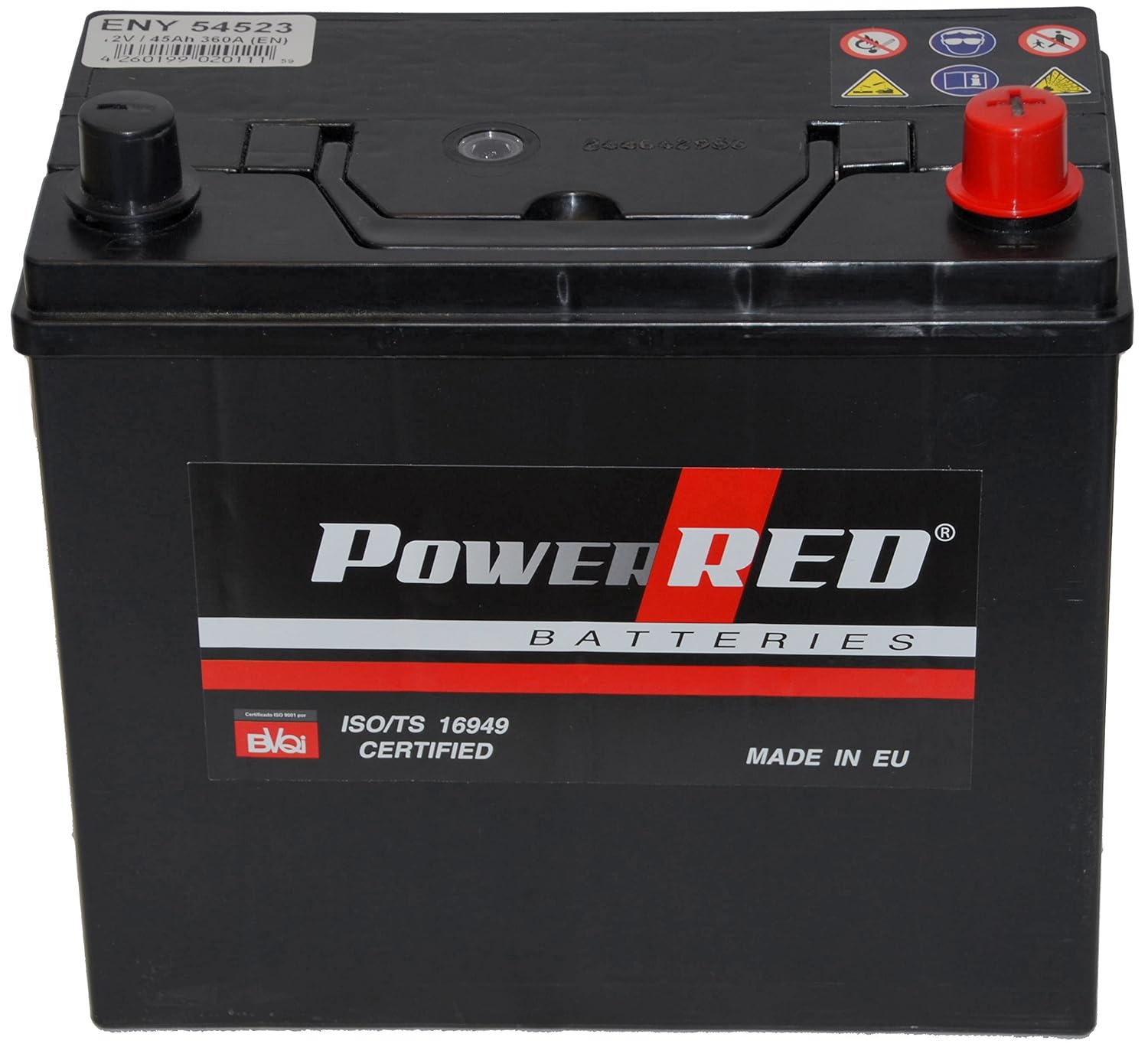Starterbatterie 12V 45Ah 360A PKW Batterie Autobatterie PowerRed ENY ...