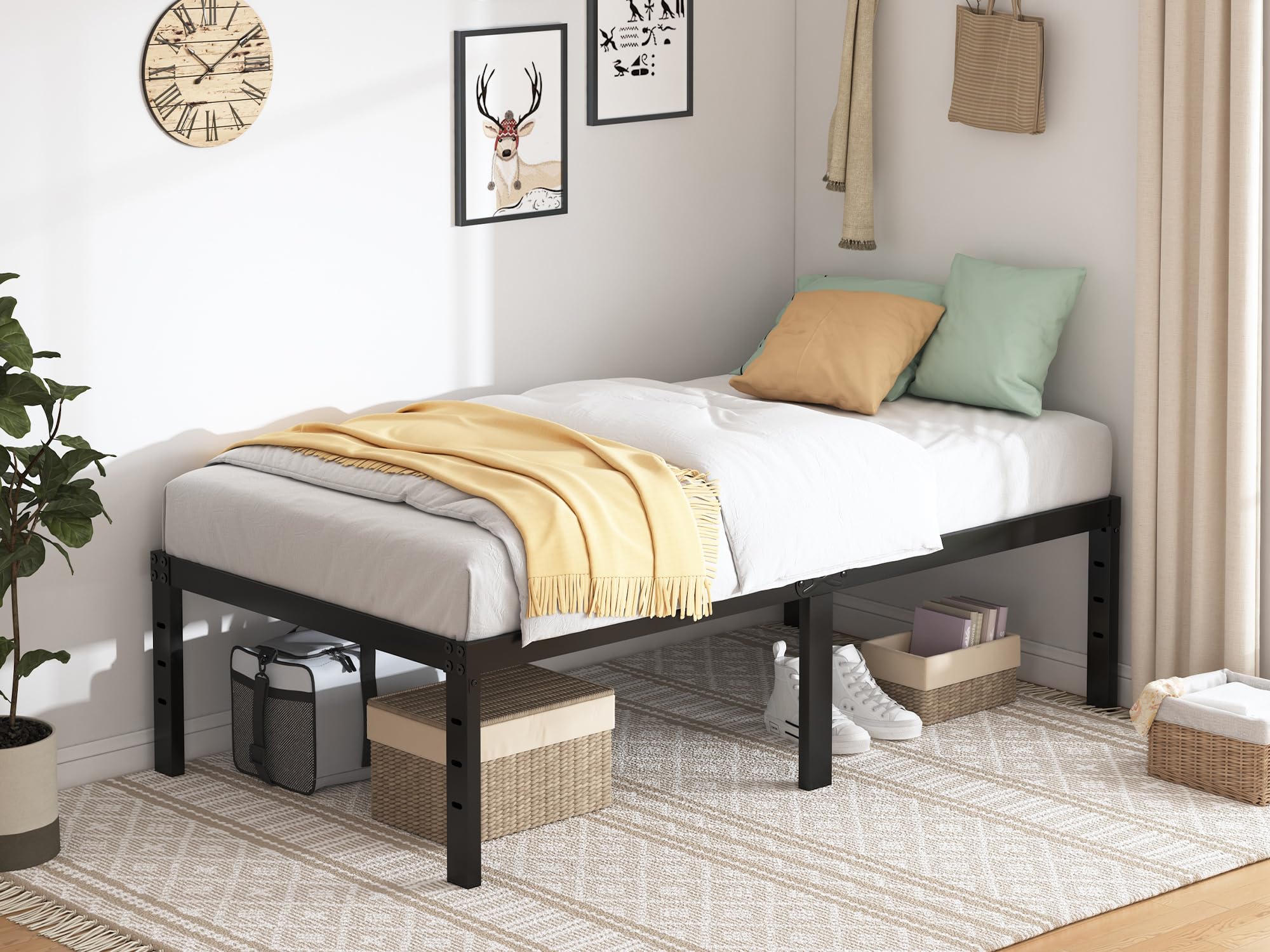 QEROMY Twin XL Bed Frames - 18 in Sturdy Platform Bed Frame Twin XL ...