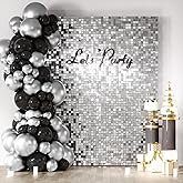 Amazon.com : COKAOBE Silver Shimmer Wall Backdrop, 36PCS Square Sequin ...