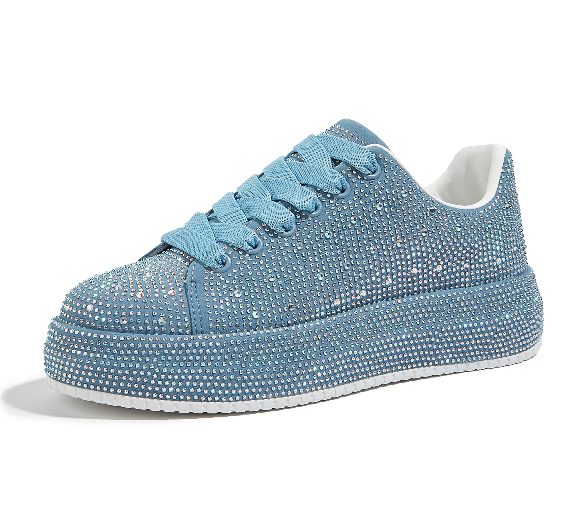 LUCKY STEP Rhinestone Sneakers for Women Platform Sparkly Glitter Bling ...