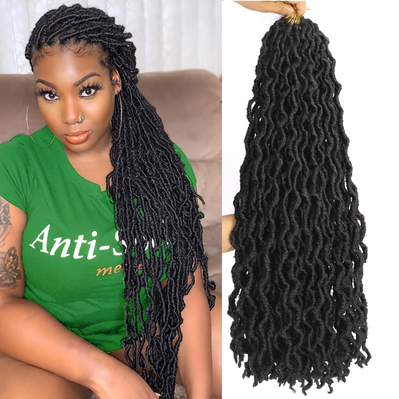 24 Inch Faux Locs Crochet Hair Pre Looped 6 Packs Faux Locs Crochet ...