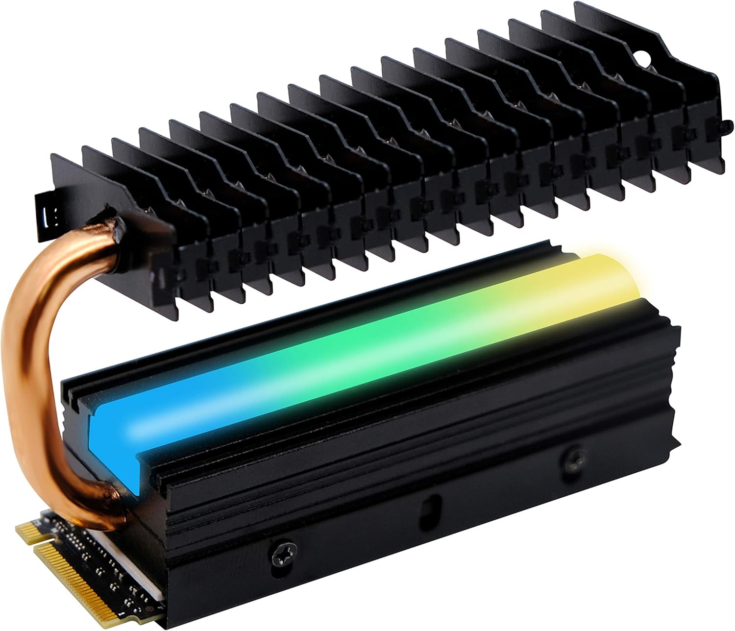 EZDIY-FAB RGB SSD Cooler with heat pipe, 5V 3pin RGB M.2 Heatsink(SSD ...