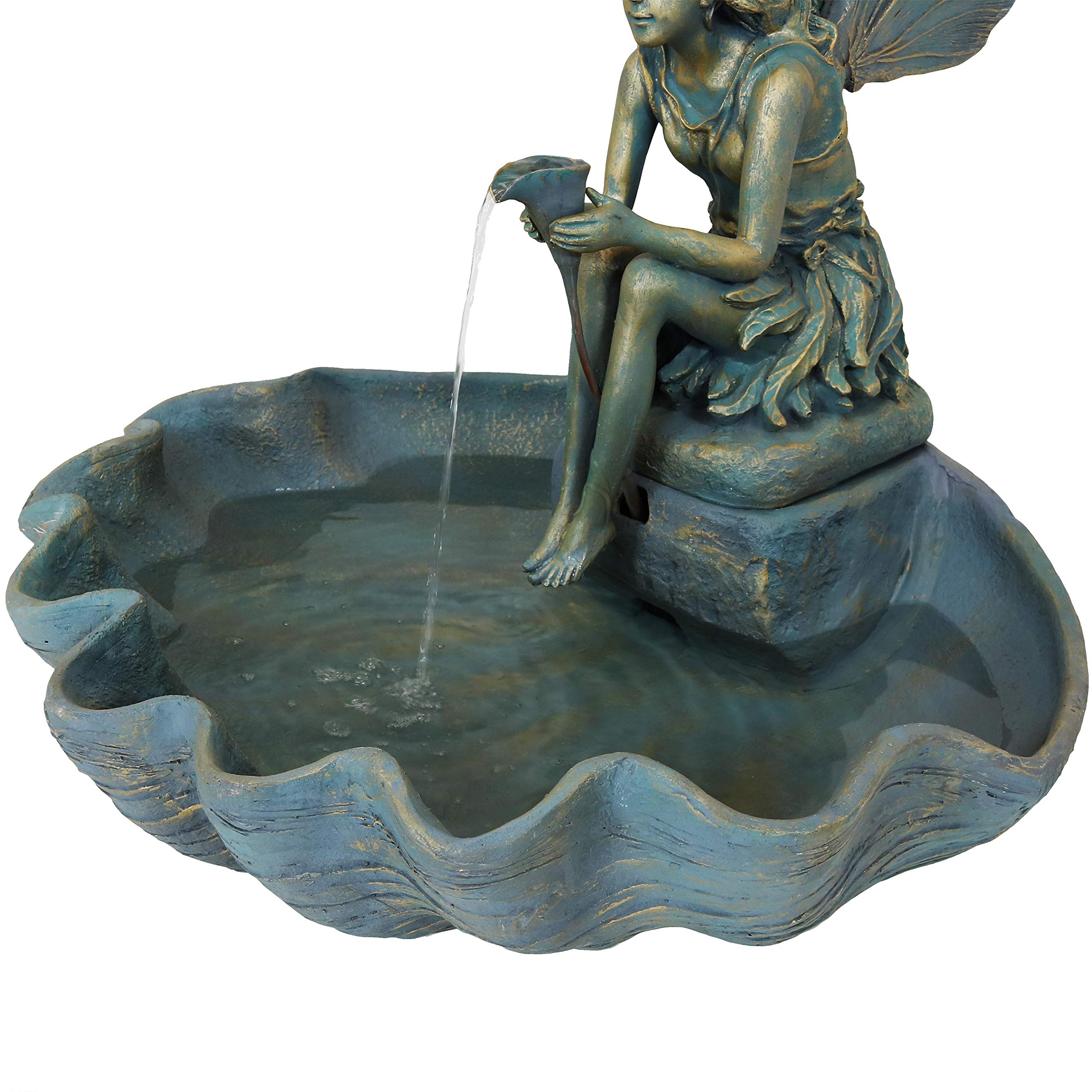 Sunnydaze 30-Inch H Fairy Shell Outdoor Water Fountain - Waterfall ...