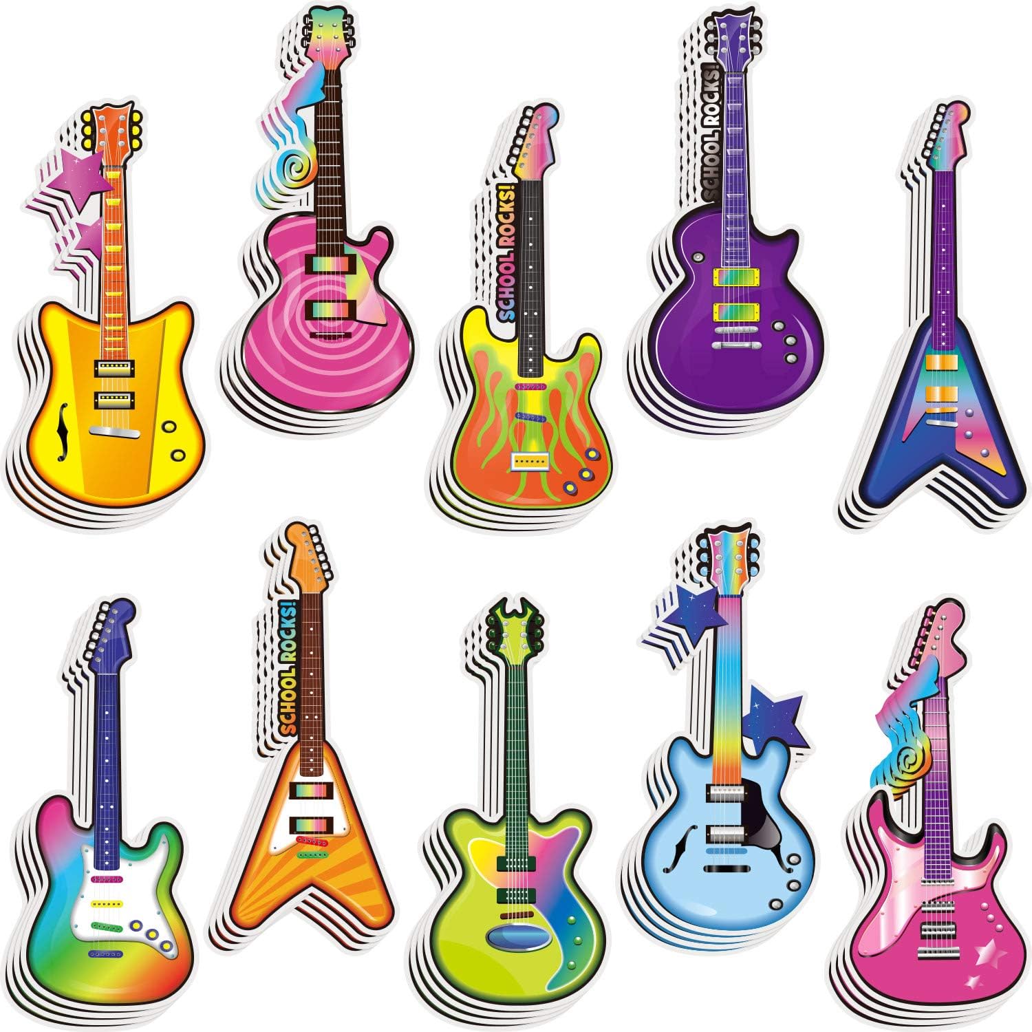 Amazon.com : 40 Pieces Guitar Paper Accents Colorful Guitar Cutouts ...