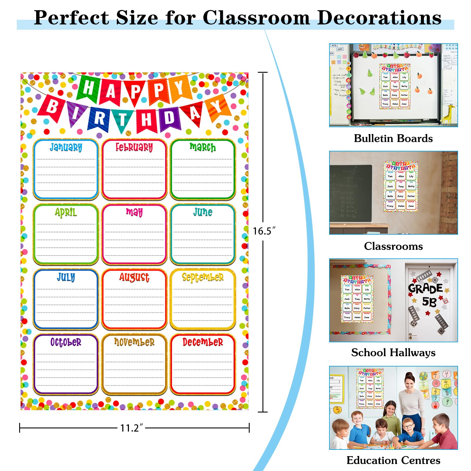 Mua FaCraft Birthday Chart for Classroom - Confetti Birthday Poster ...