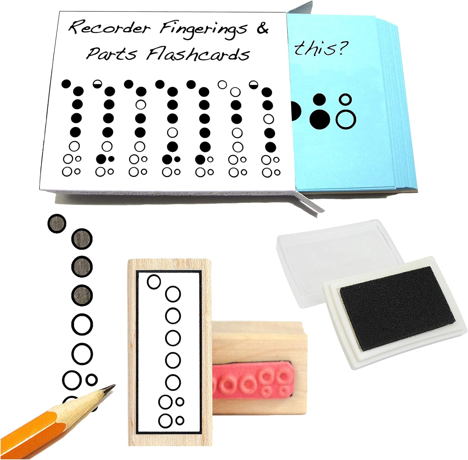 Recorder Student Gift Pack (Flashcards, Fingering Rubber Stamp & Pad ...