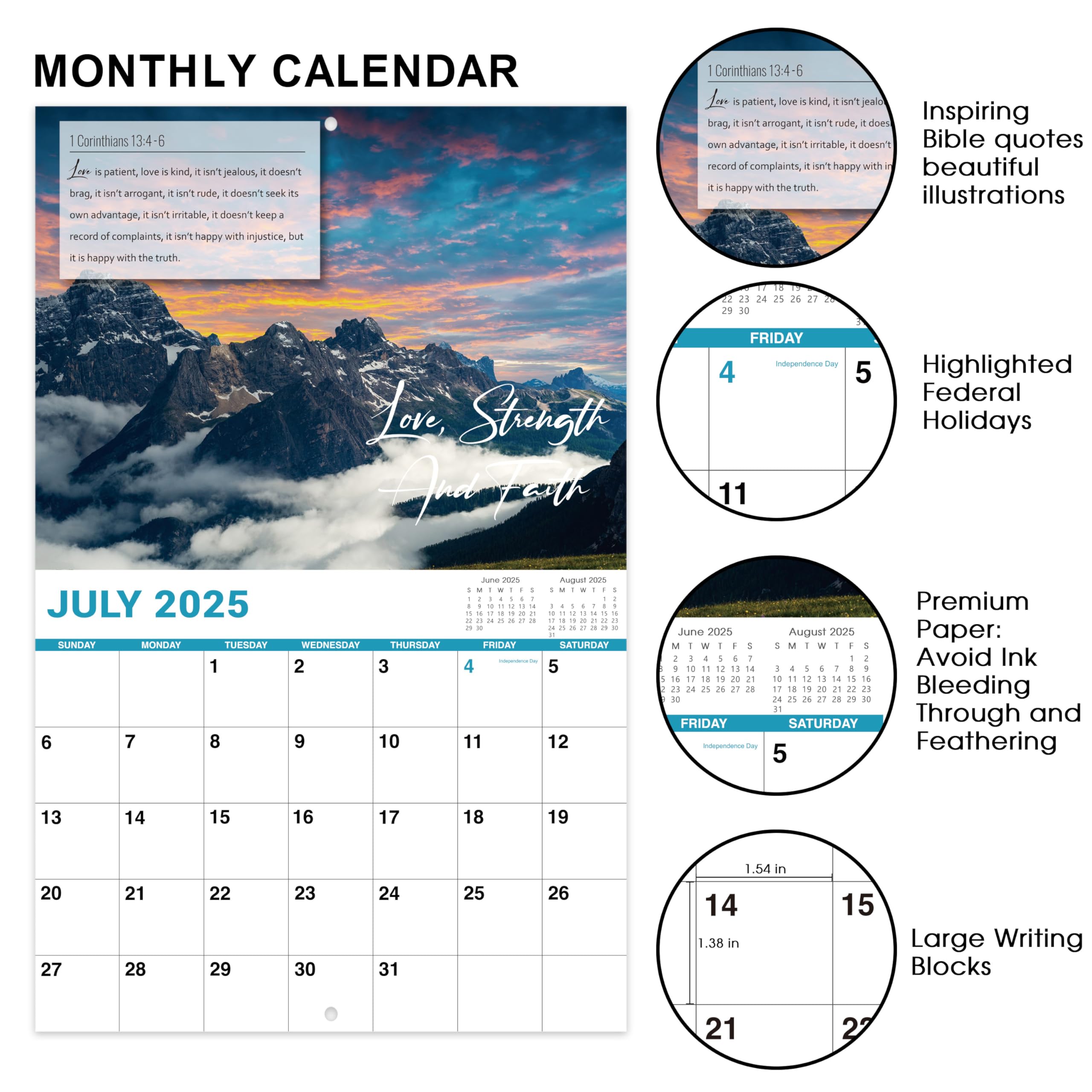 Mua 2025 Wall Calendar - Bible Verse Wall Calendar 2025, Jan 2025 - Dec ...