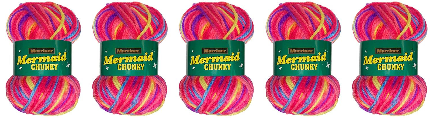 Home & Garden Store Marriner Mermaid Chunky Knit 100G Carnival, 5 Ball ...