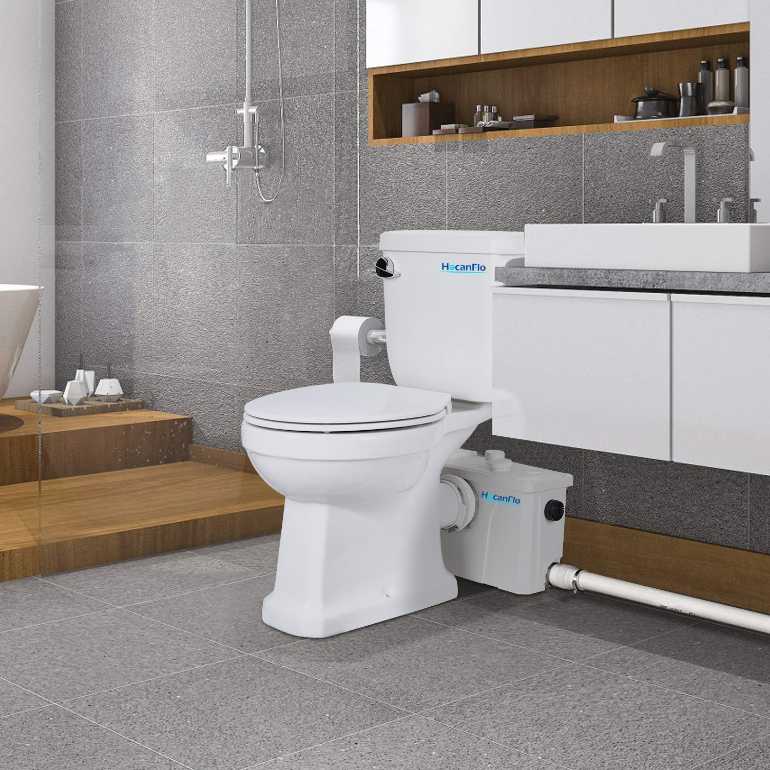 Mua 700watt Macerator Toilet, 1HP Two Piece Upflush Toilet Kit Included ...