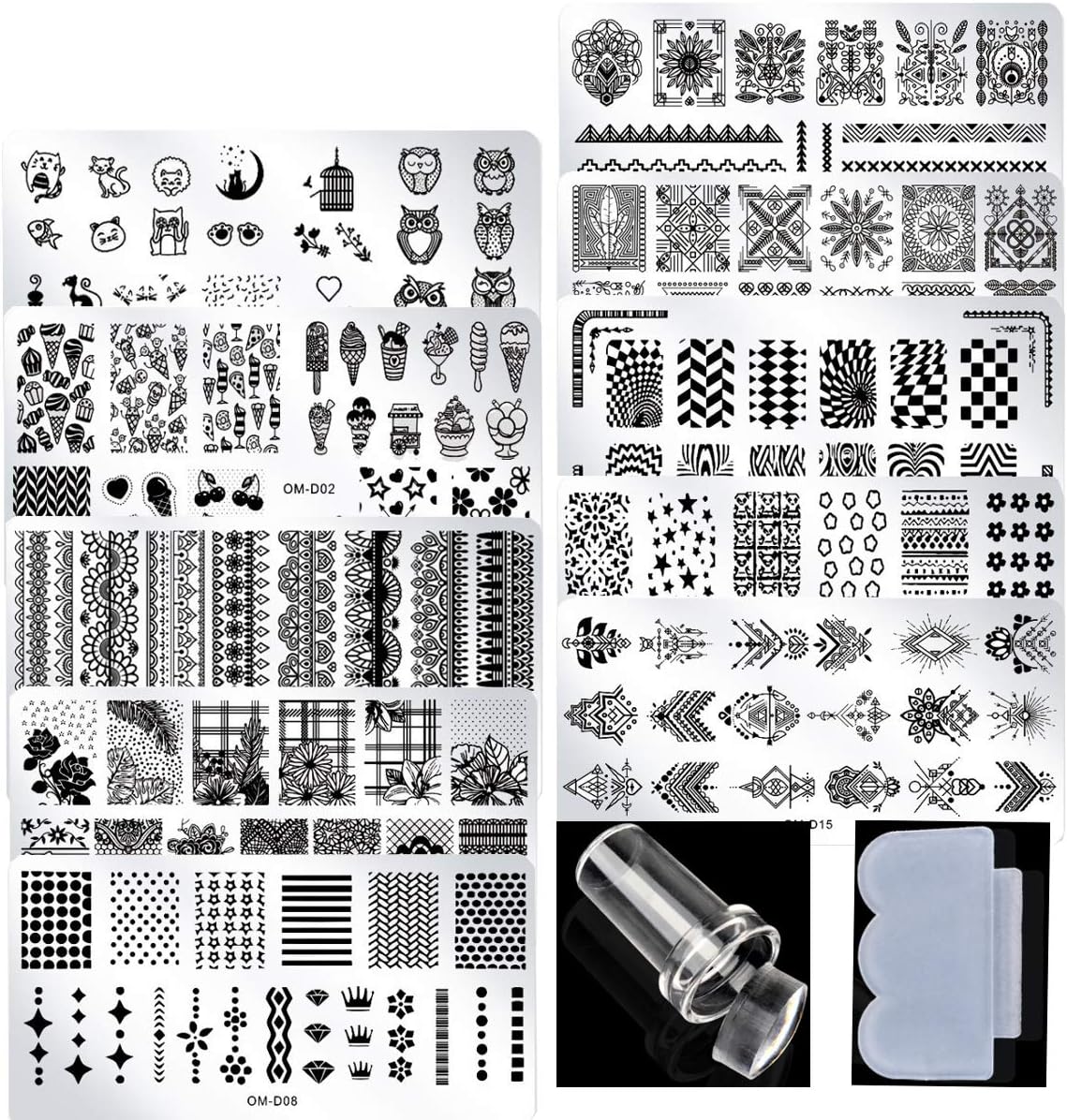 Nail Art Stamping Kit,10 Stamping Plates with Stamper and Scraper ...