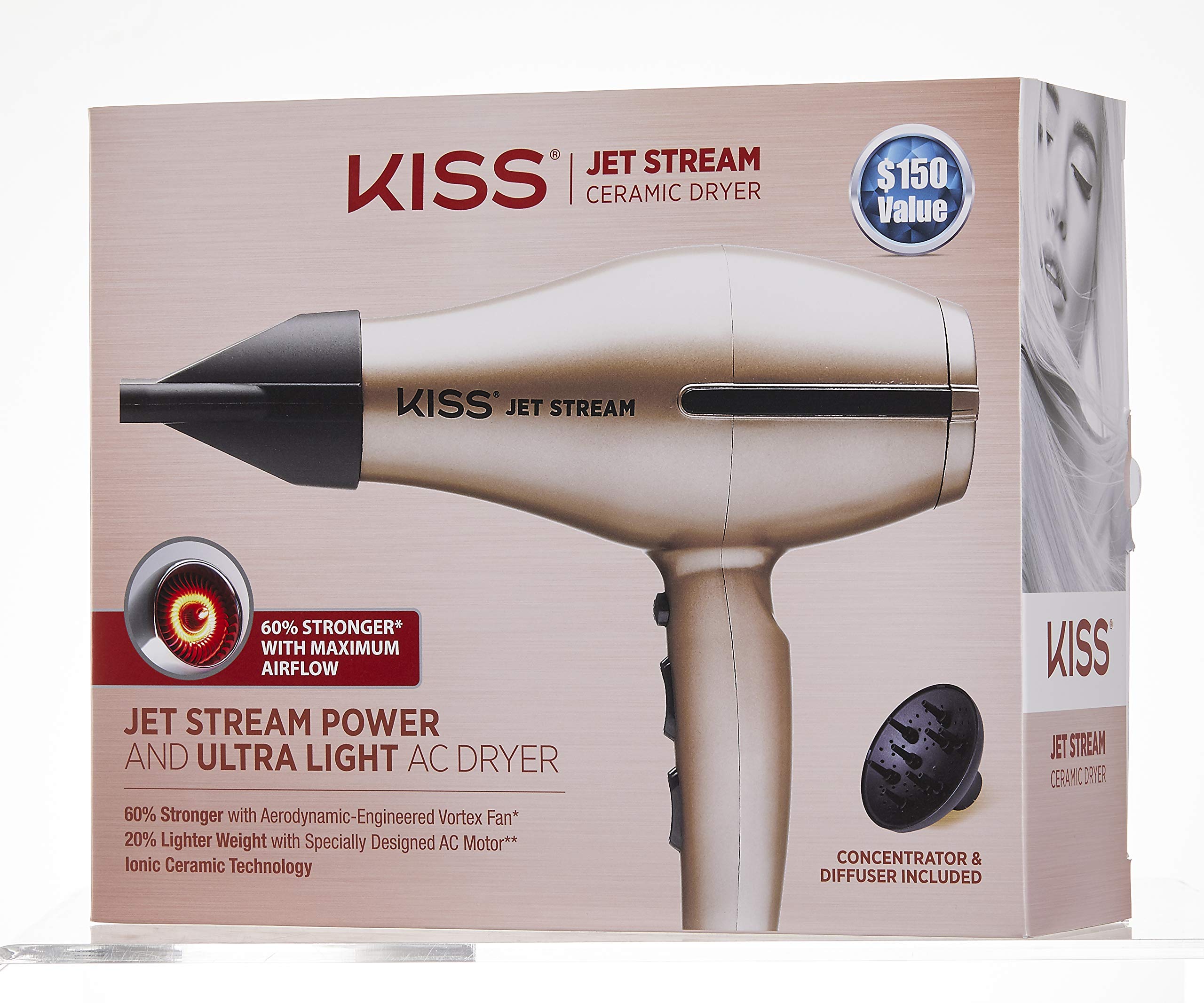 Mua KISS Jet Stream 1875 Watt Salon Quality AC Motor Hair Dryer with 2 ...