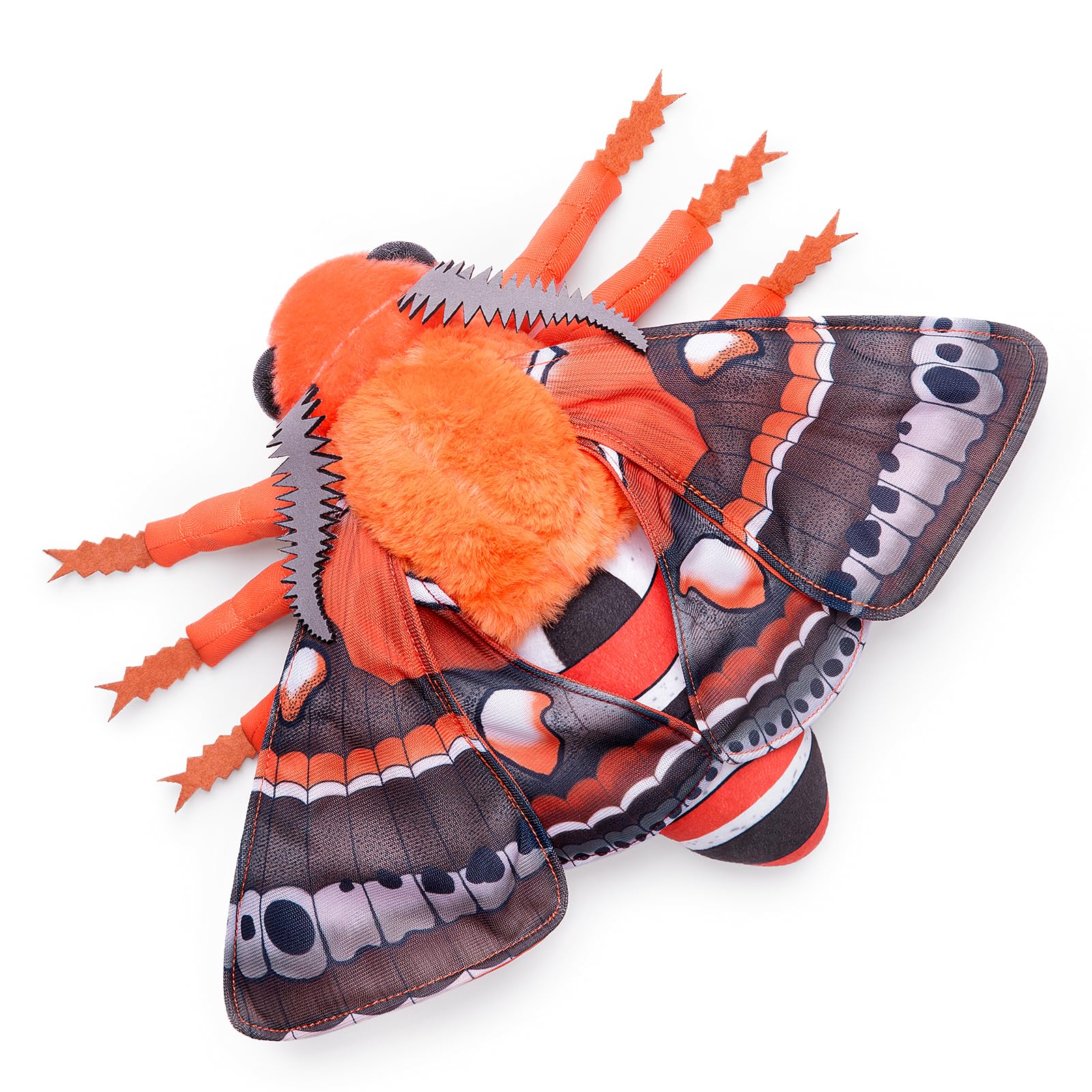FRANKIEZHOU Realistic Robin Moth Plush Animal - Orange 15 Inch,Cecropia ...