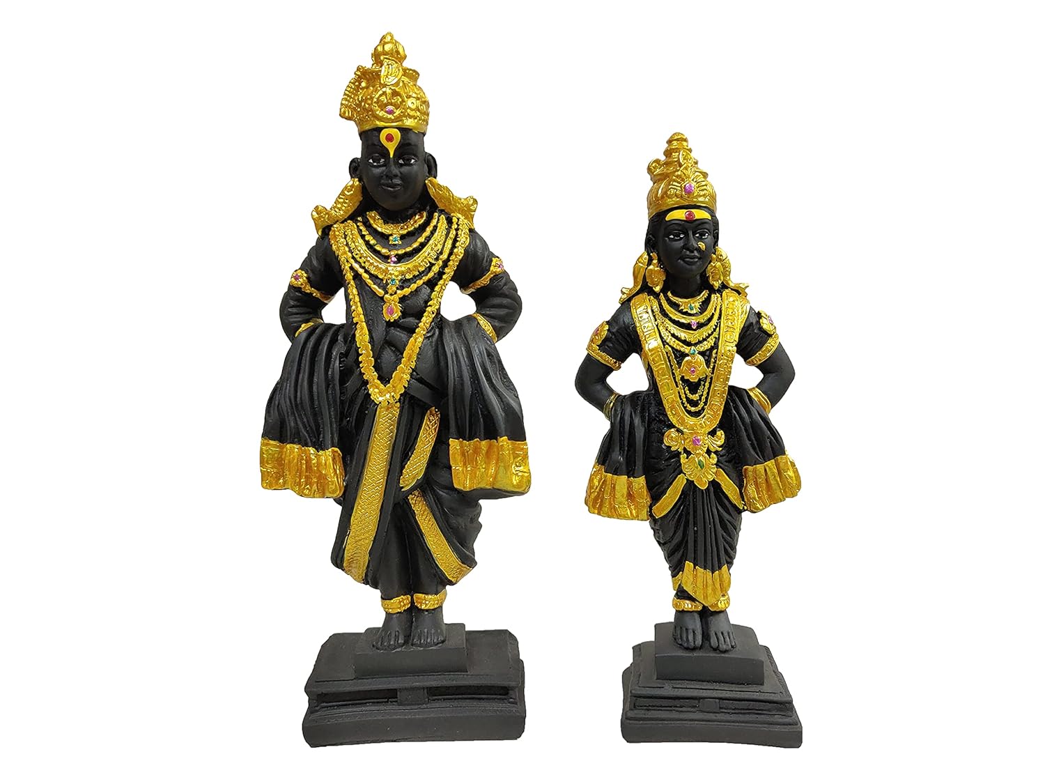 Buy Lord Shri Vitthal Rukmini Idol Decorative Showpiece Black Colour ...