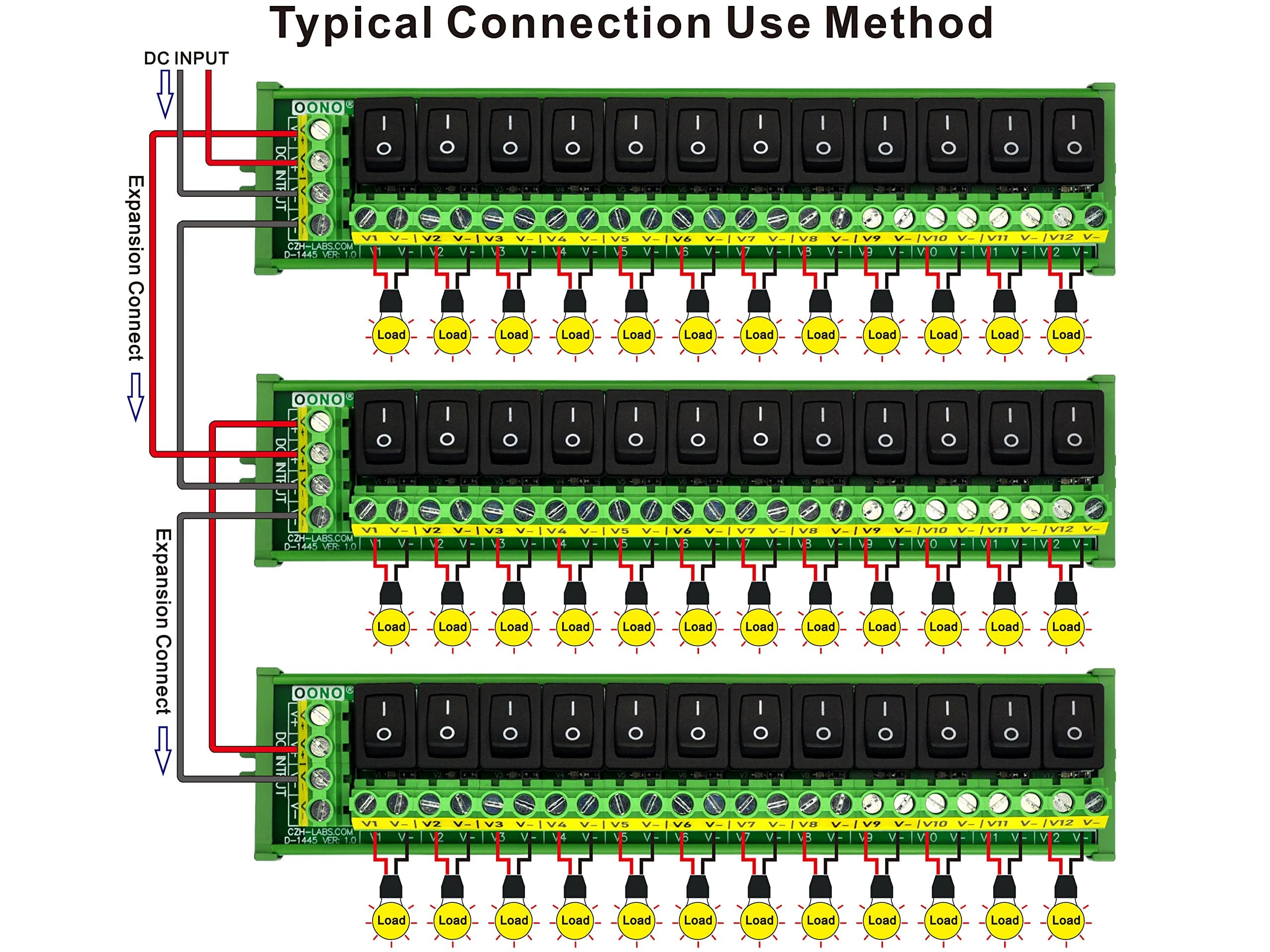 Mua DIN Rail Mount 12 Channel Rocker Switch DC Power Distribution Strip ...
