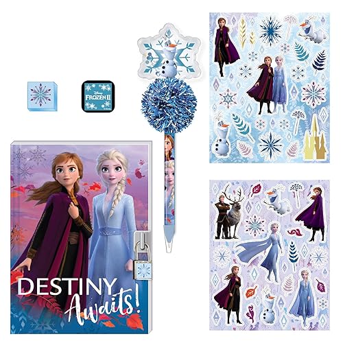 Disney Frozen 2 Anna and Elsa Girls' Secret Diary Set with Stickers and ...