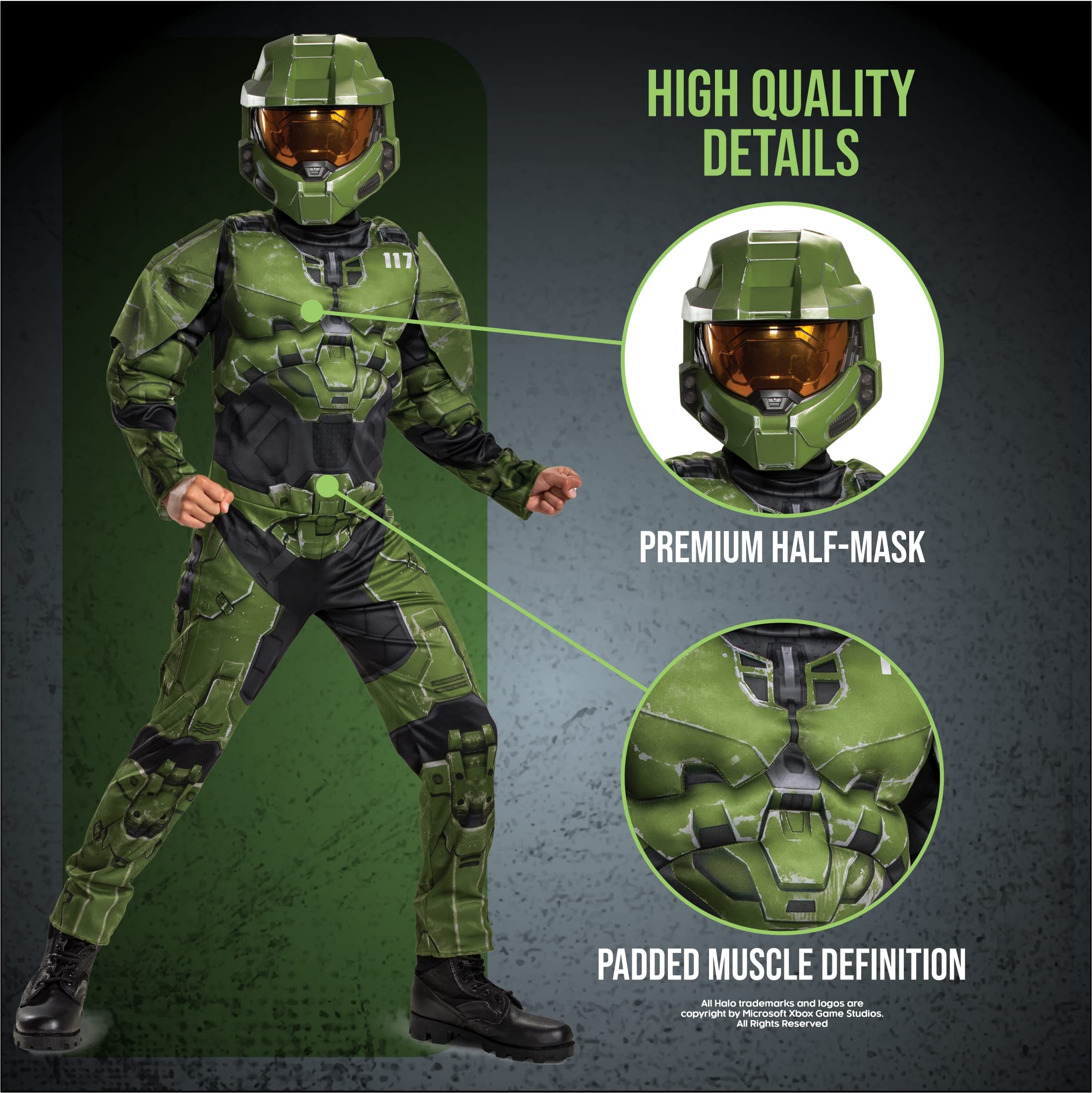 Mua Halo Infinite Master Chief Costume, Kids Size Muscle Padded Video ...