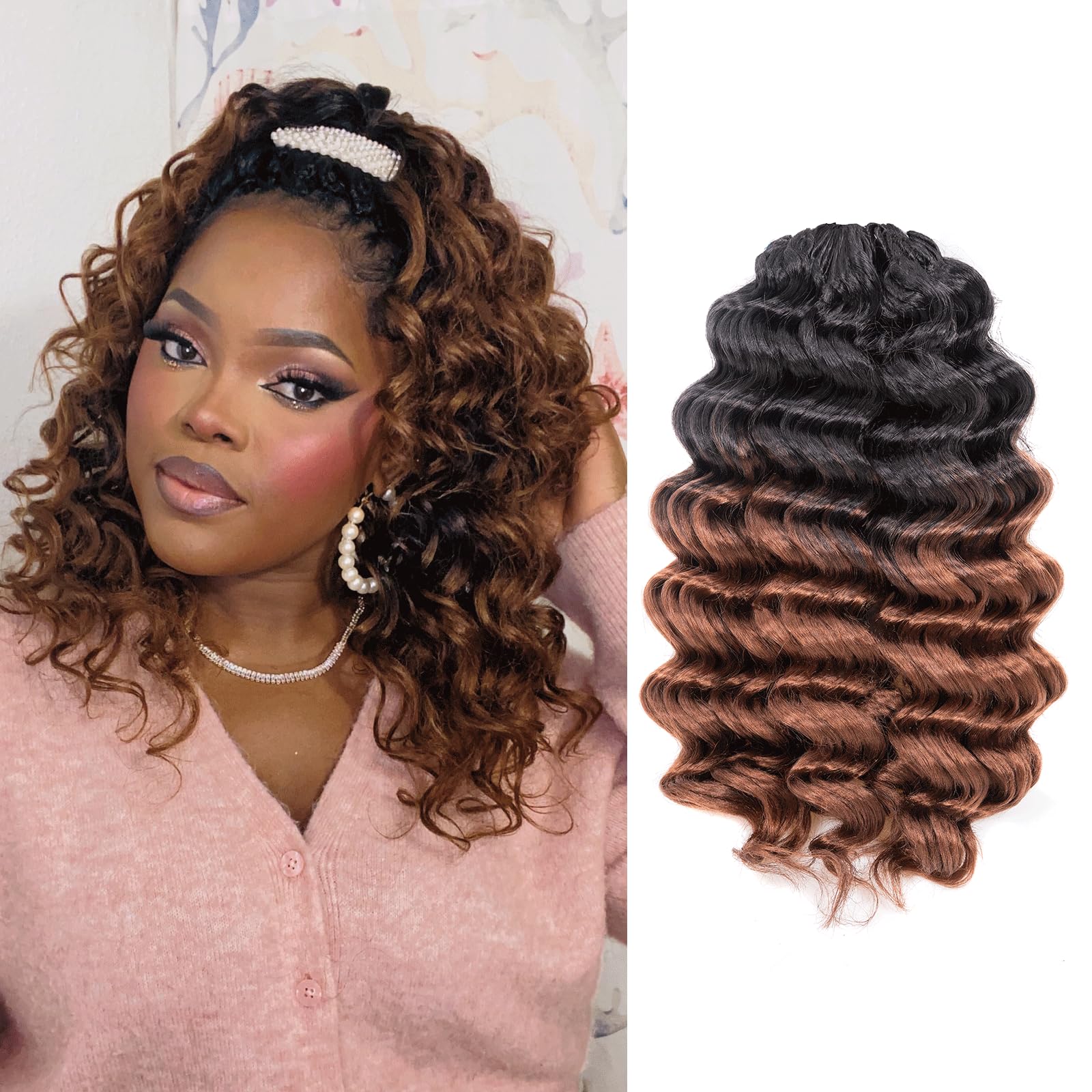 ToyoTress Ocean Wave Crochet Hair - 12'' 8 Packs Ombre Brown Ocean Wave ...