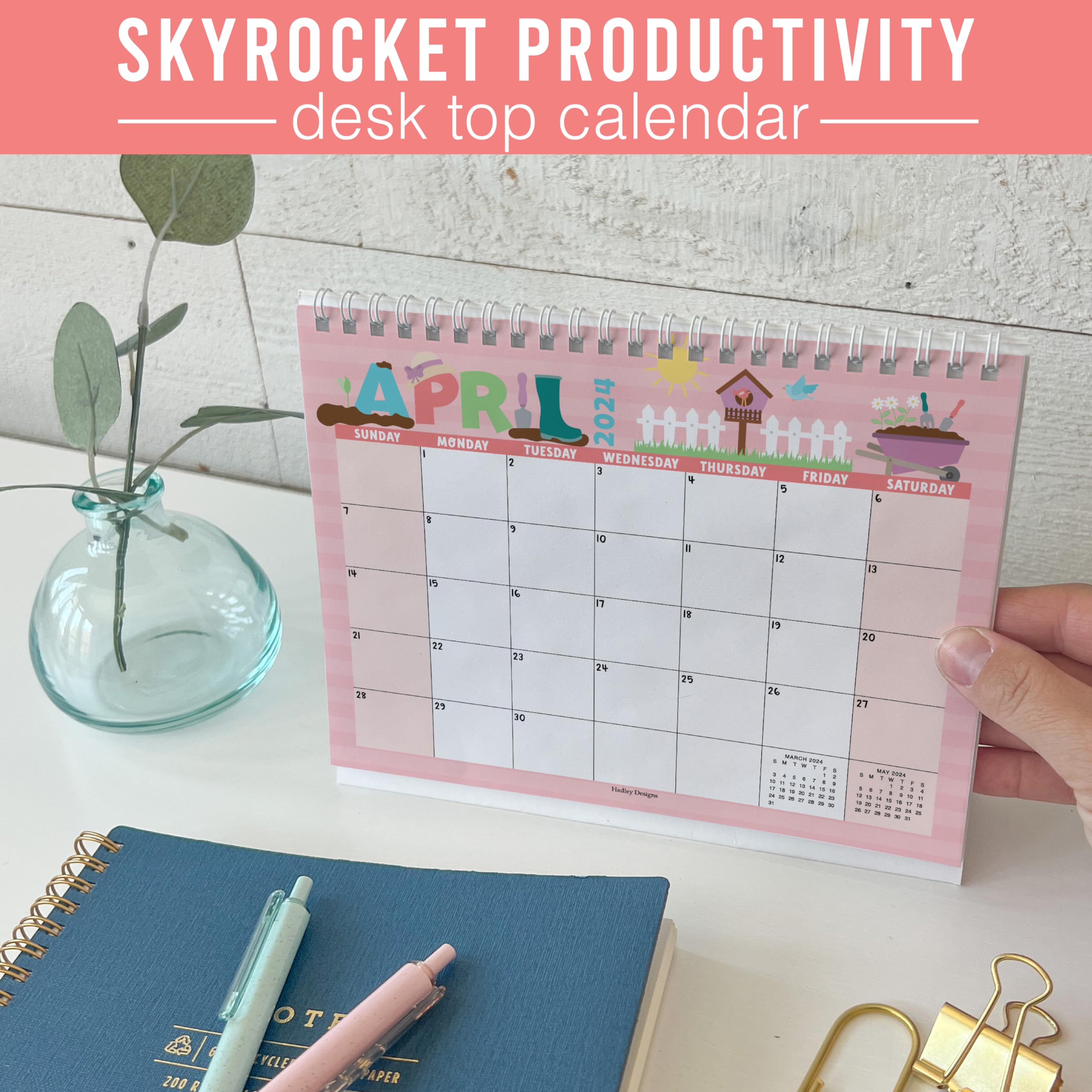 Mua Hadley Designs Small Desk Calendar 2024-2025 Standing Flip – 18 ...