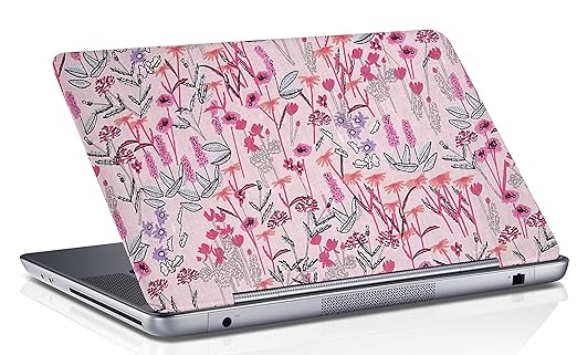 RADANYA Floral Digitally Printed Laptop Skin Cover Light Pink Art Decal ...