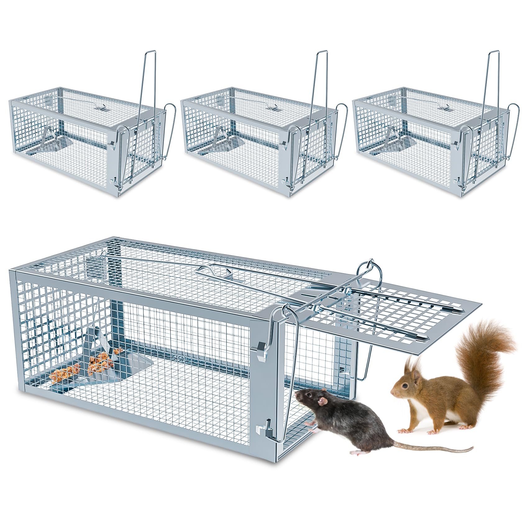 4 Packs Humane Rat Trap Outdoor, Wanqueen Humane Mouse Traps Indoor ...