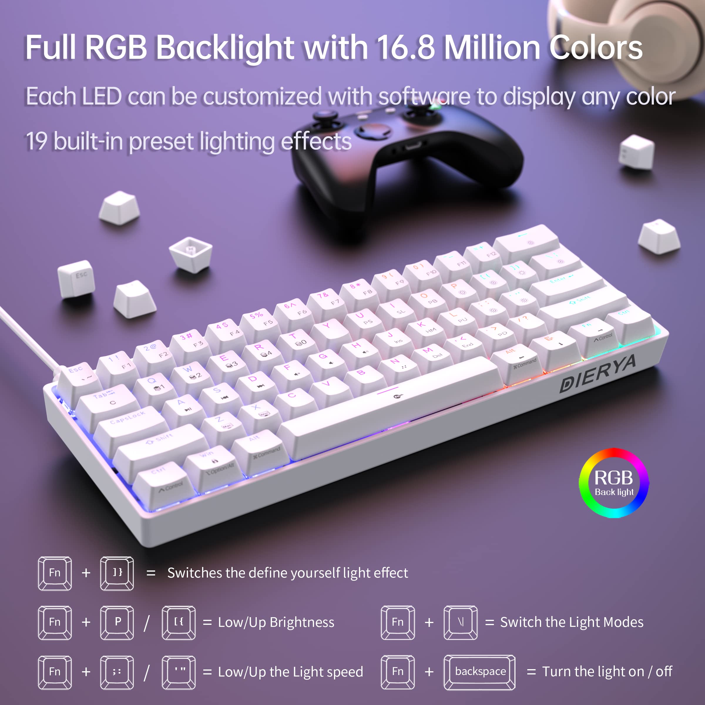 Mua Dierya DK61E Mechanical Gaming Keyboard 60% with Hotswap Optical ...
