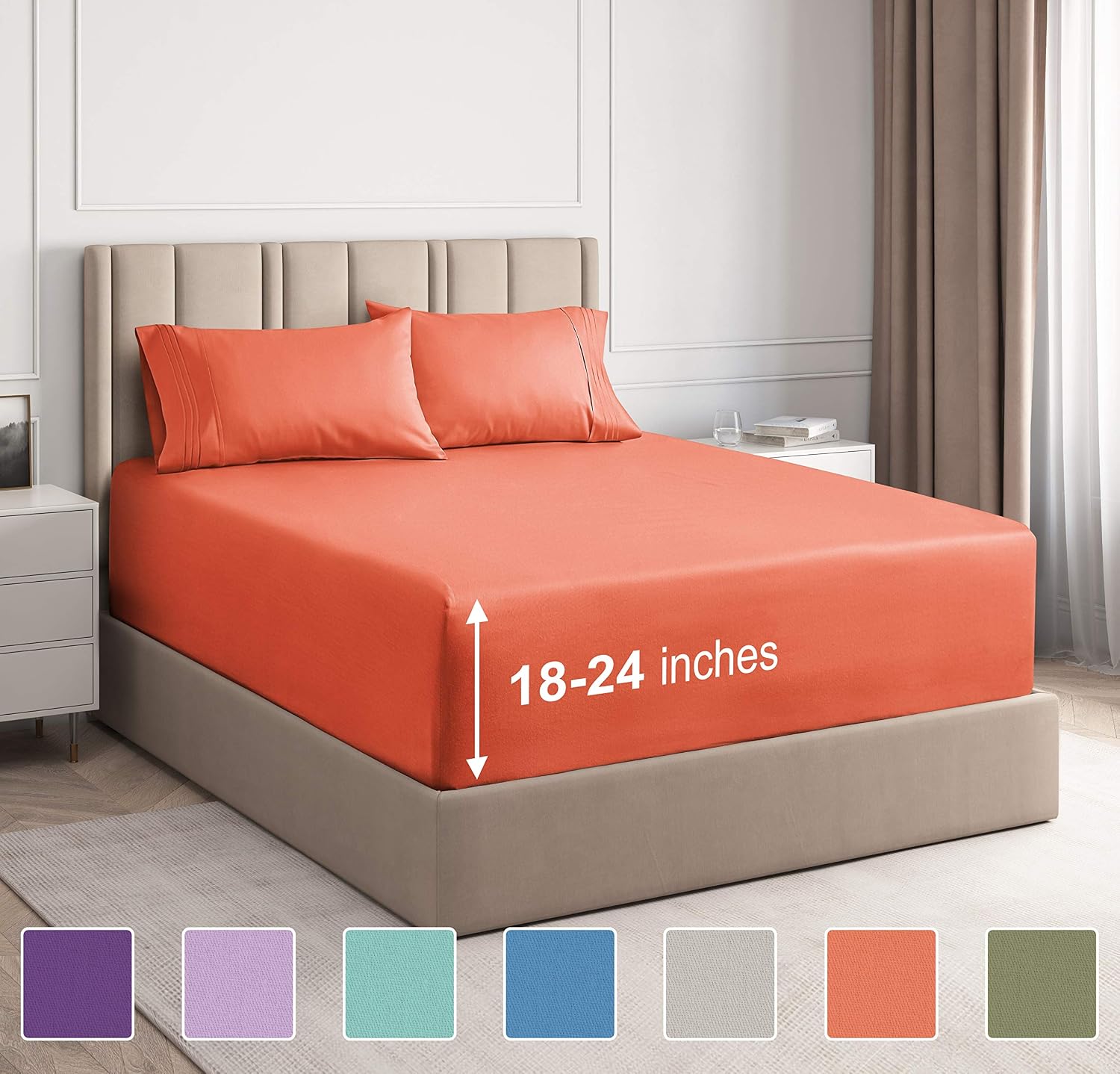Amazon.com: Extra Deep Pocket Sheets - 4 Piece Sheet Set - Cal King ...