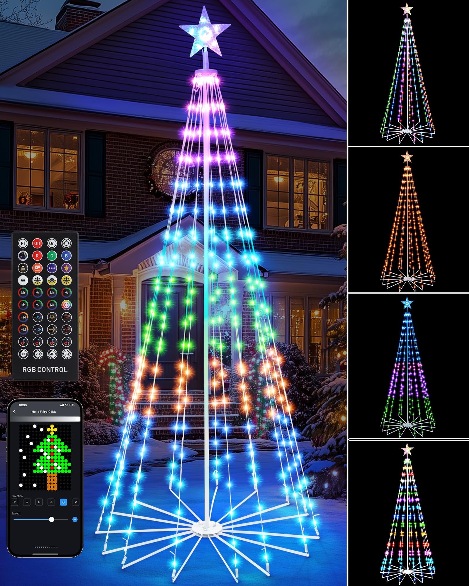 Sucolite 7 FT 295 LED Smart Cone Christmas Tree, Prelit Christmas Tree ...