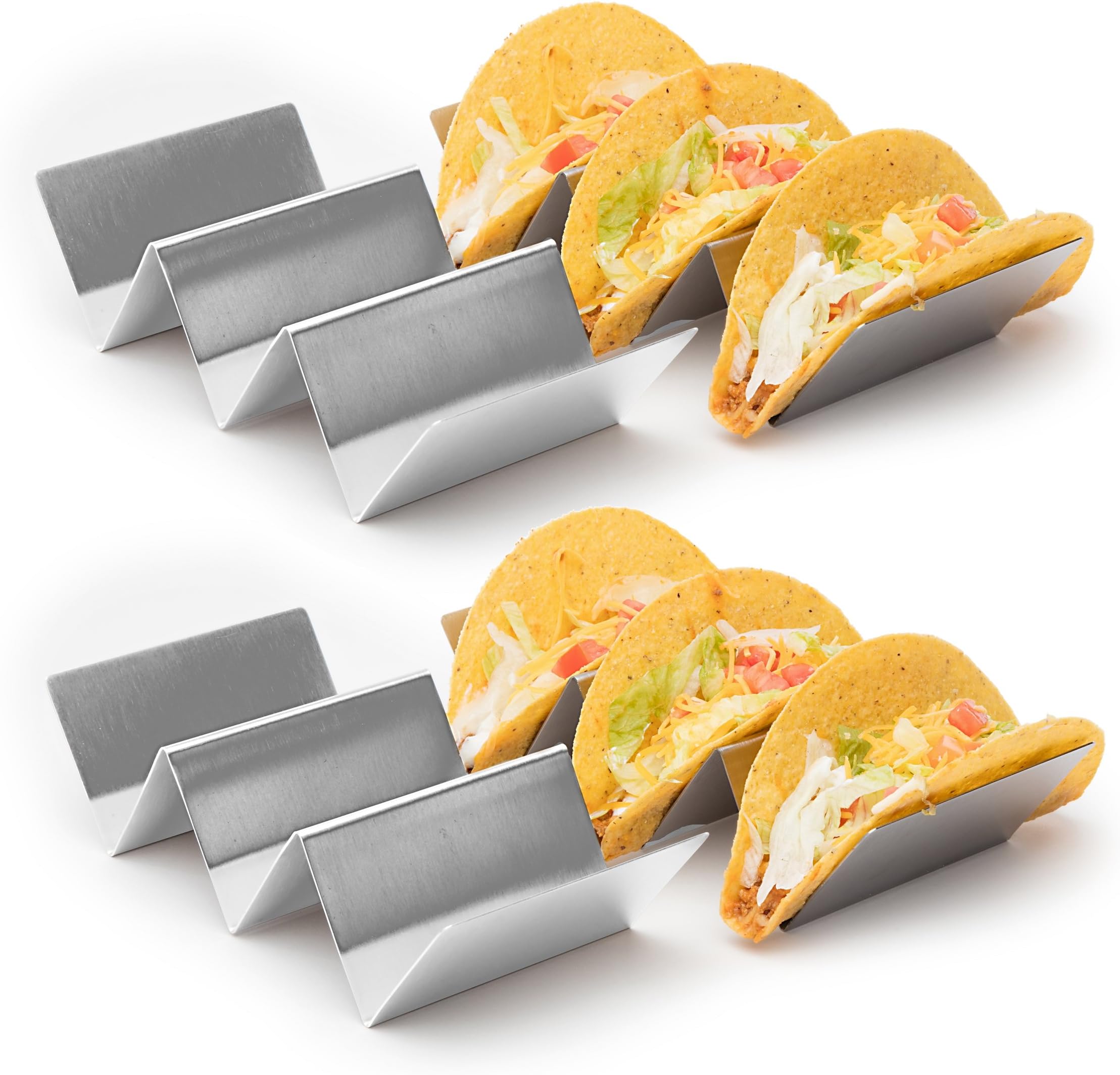 4 Pack - Stylish Stainless Steel Taco Holder Stand, Taco Truck Tray ...