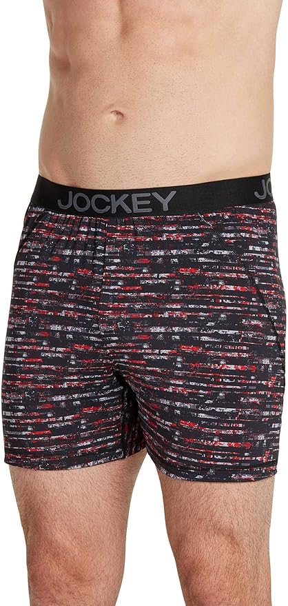 Jockey Men's Underwear Microfiber No Bunch Boxer, Grey and Red Painted ...